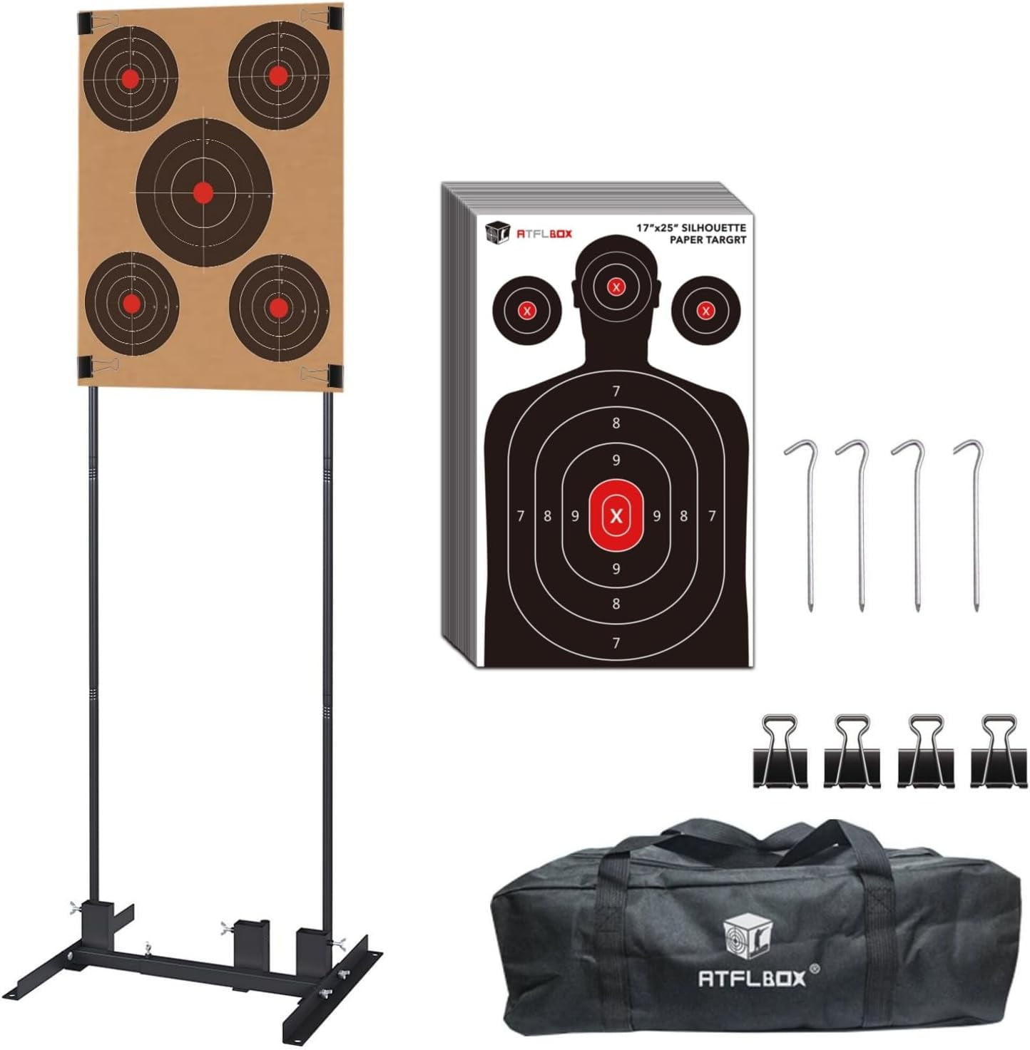 Shooting Target Stand with 10pcs 17x25 Inch Paper Targets, Durable Paper Target Holder with ...