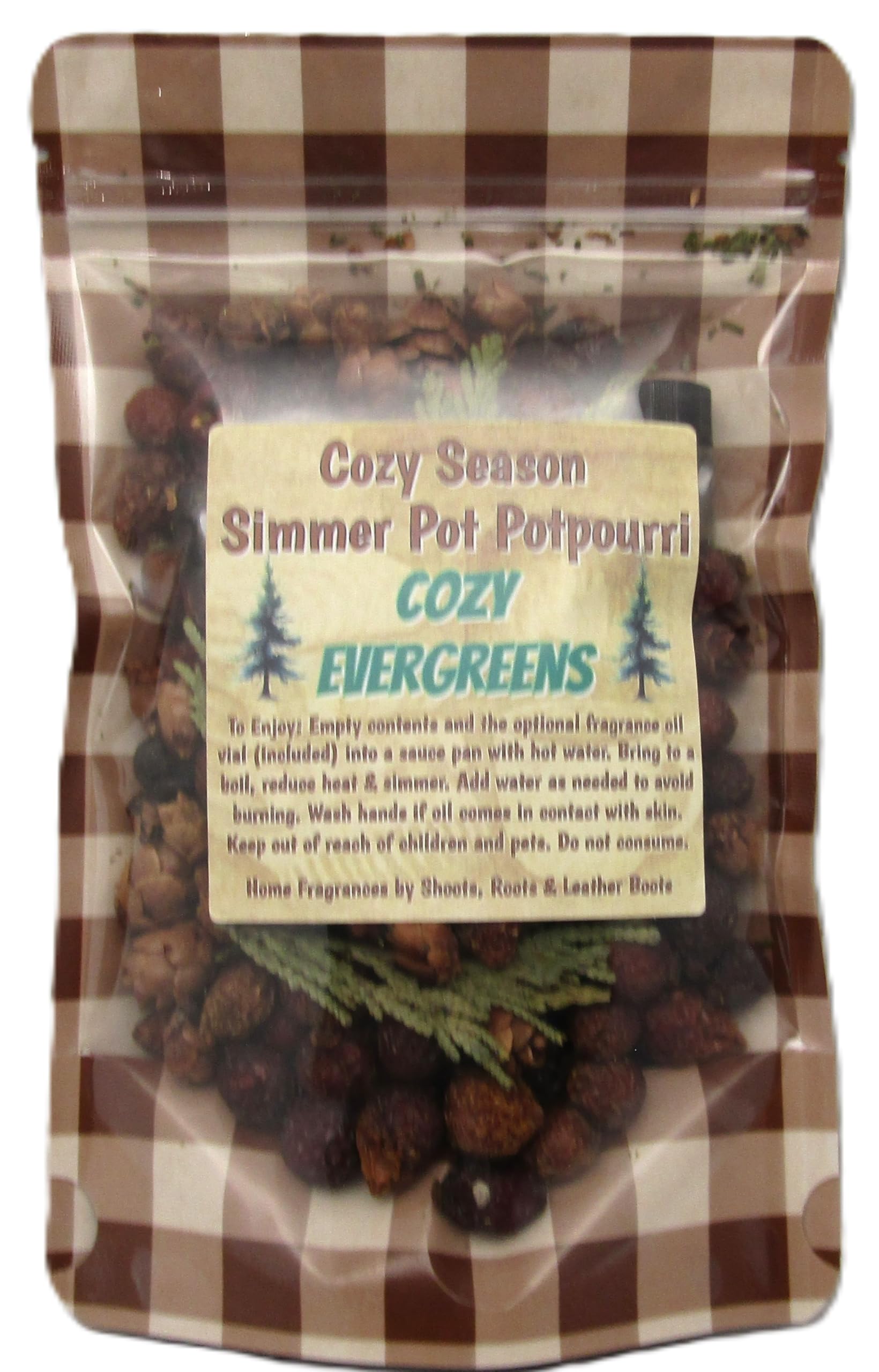Shoots, Roots & Leather Boots Cozy Evergreens Simmer Potpourri 3.5 oz ...