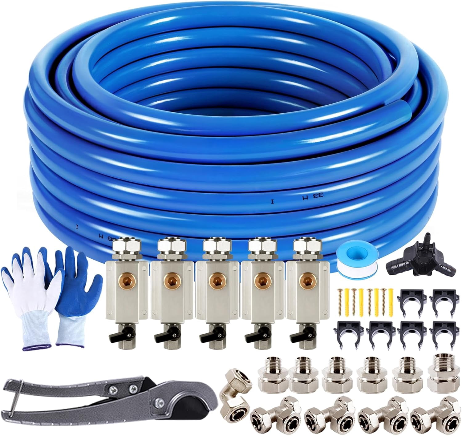Shop Air Line Kit 3/4"×100'&200'&300' Compressed Air Line Kit, HDPE ...