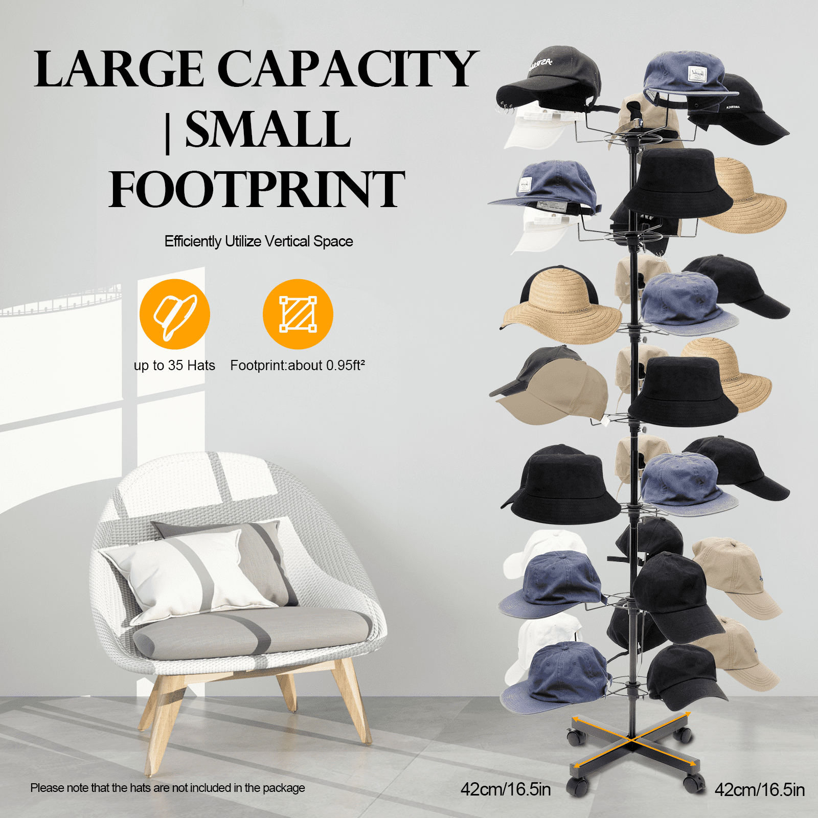 Shop Display Spin Rack Rotating Display Stand Hat Rack 7 Layers 35 ...