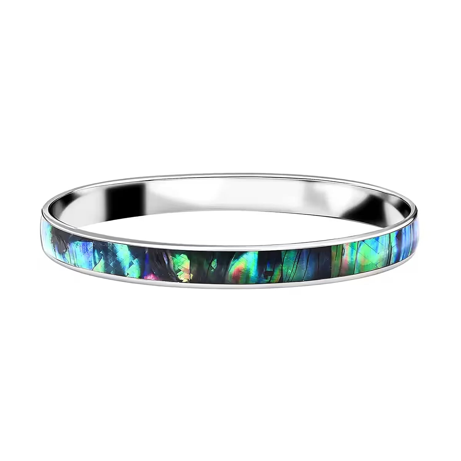Shop LC Abalone Shell Bangle Bracelet in Stainless Steel - Genuine ...