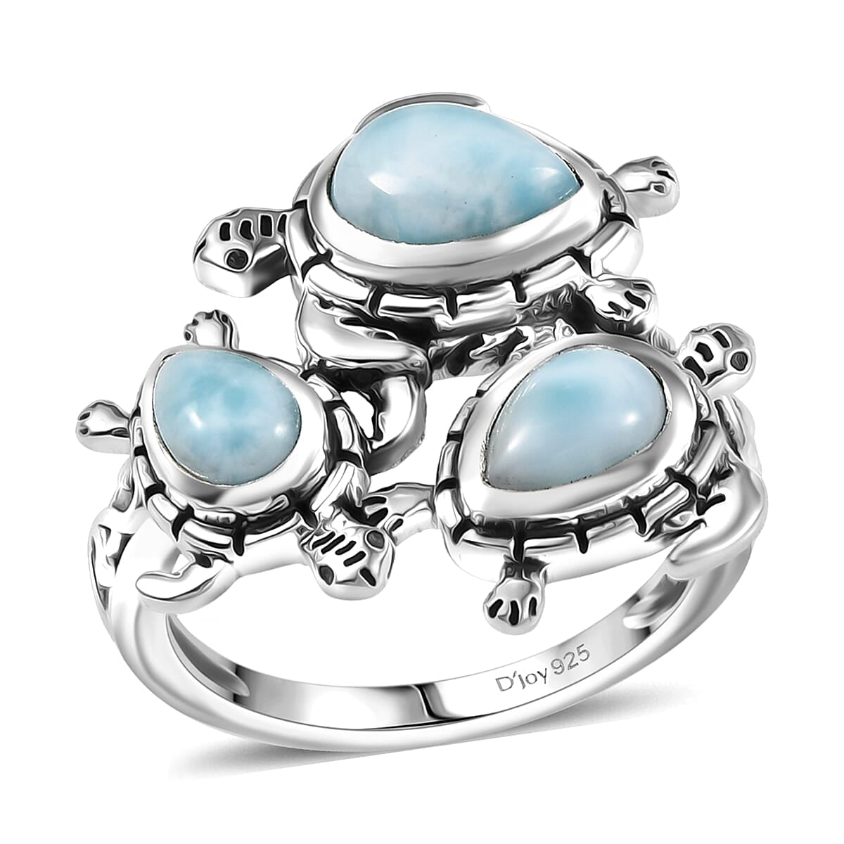 Shop LC Artisan Crafted Larimar 2.80 ctw Tide walkers Ring in Sterling ...