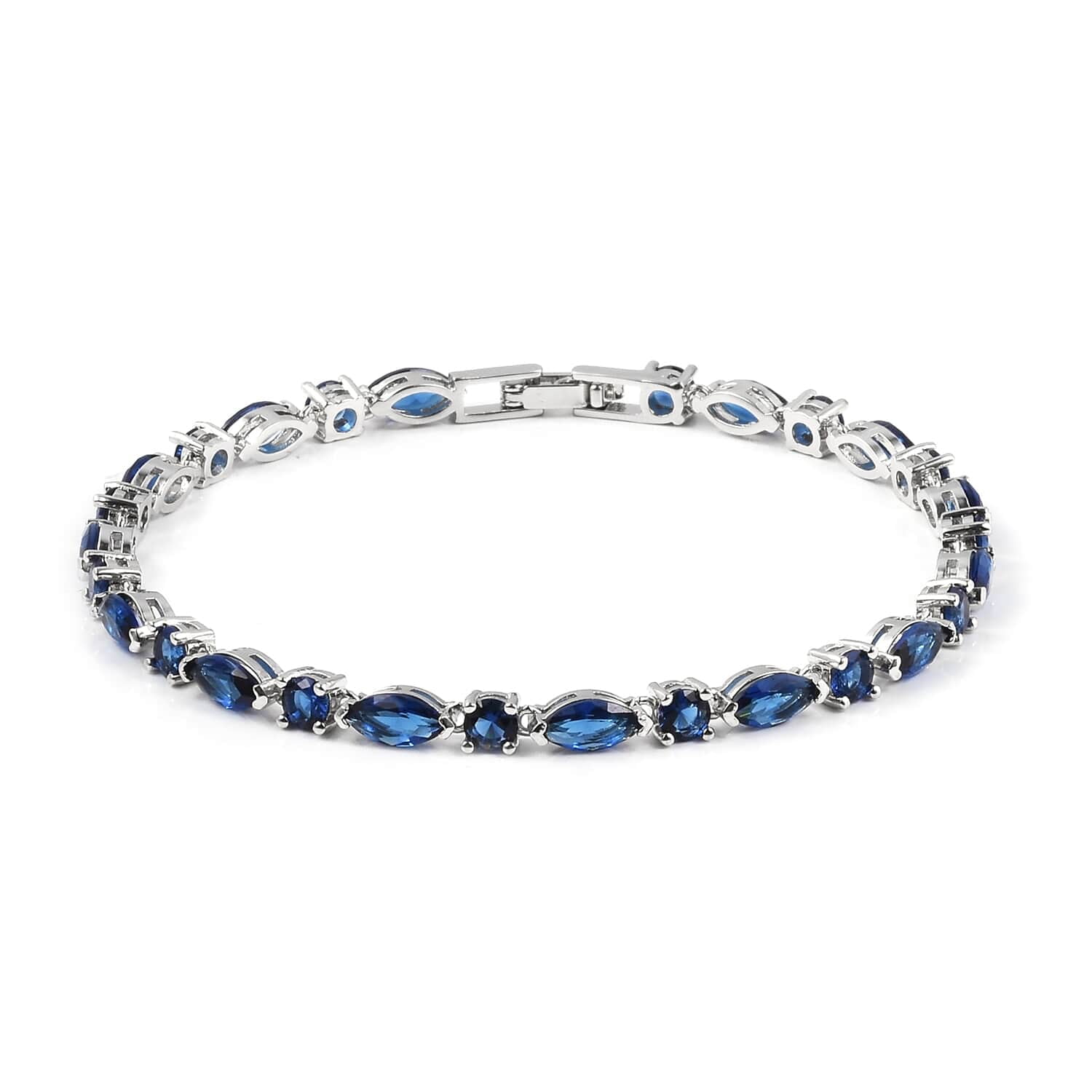 Shop LC Blue Birthstone Tennis Bracelet for Women Platinum Plated Cubic ...