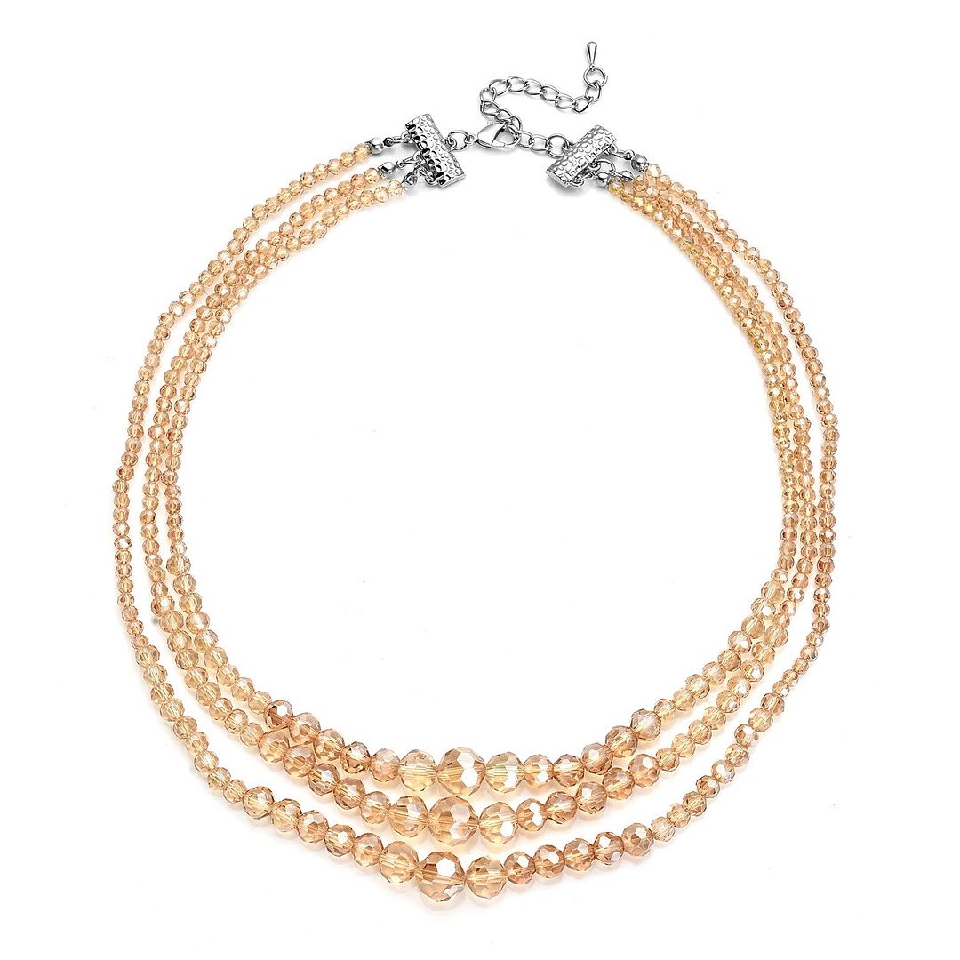 Shop LC Champagne Glass Beads Mix Silvertone Beaded Necklace for Women ...