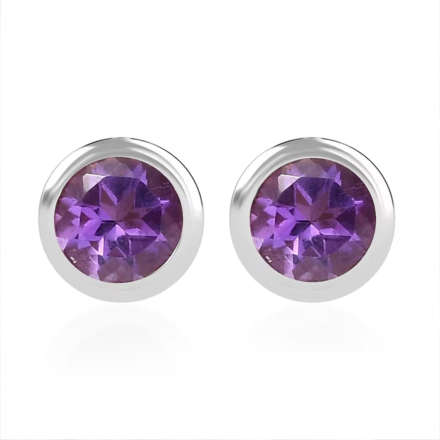 Poke Free Amethyst 0.50 ctw Stud Earrings in Rhodium Over Sterling ...