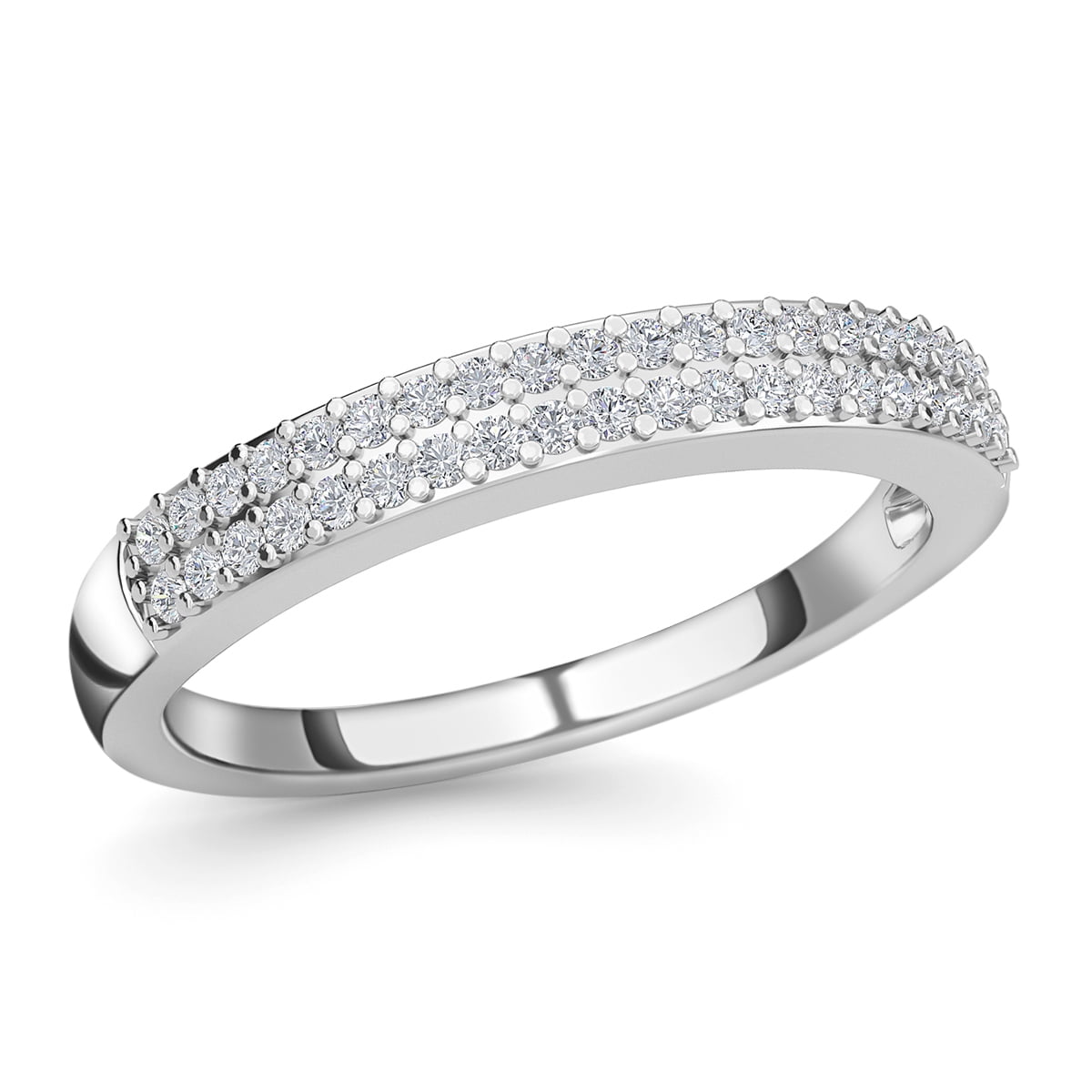 Shop LC Diamond Ring Band 925 Silver Platinum Rhodium Plated Size 10 I ...