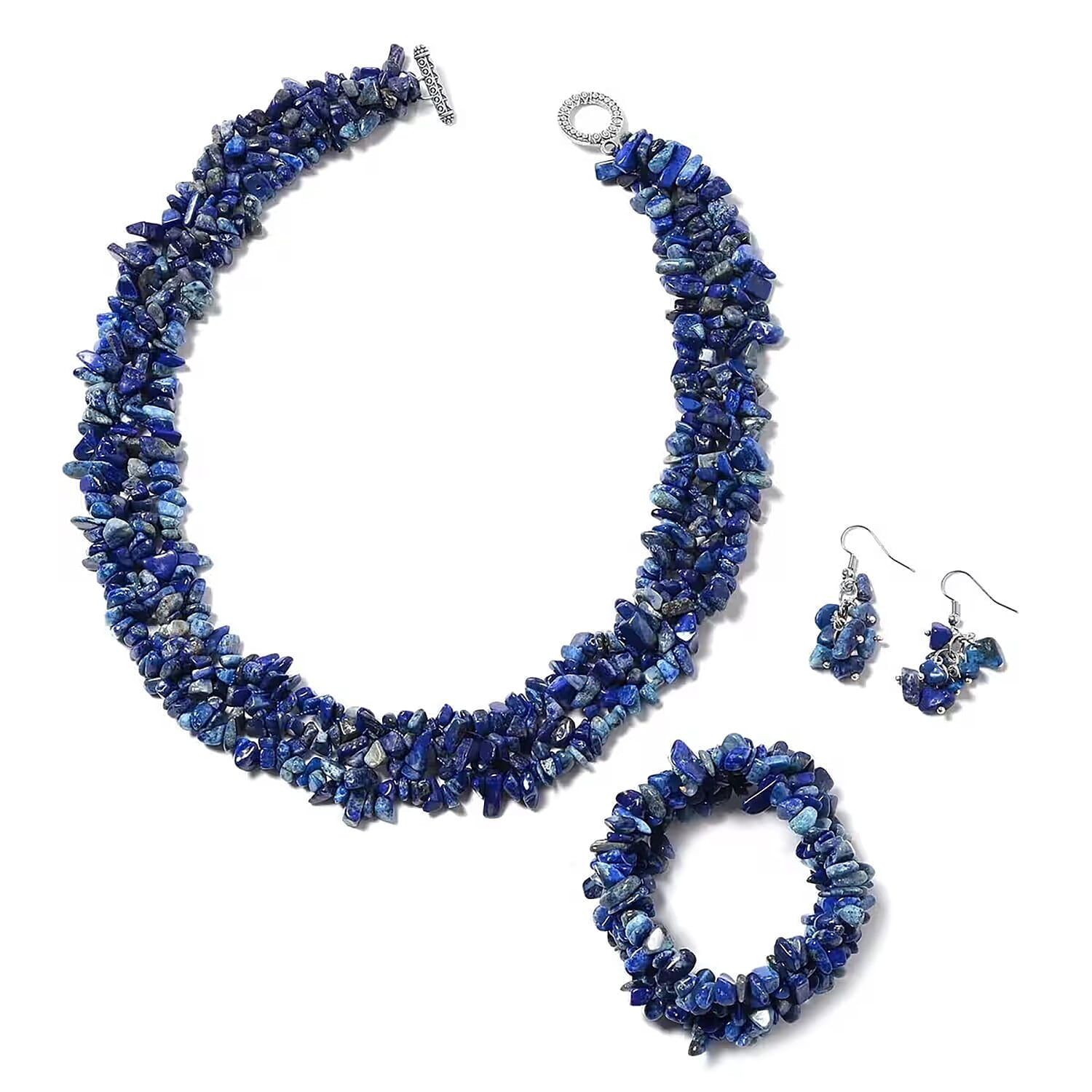 Lapis Lazuli Crystal Chakra Reiki Healing Chips Stretch Bracelet ...