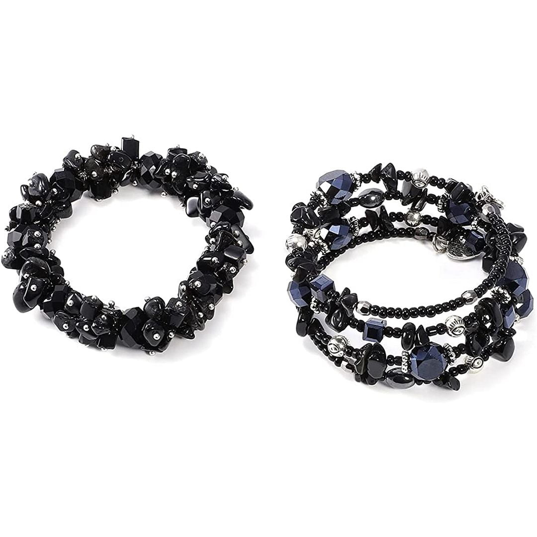 Shop LC Obsidian Bracelets - Black & Blue Crystal Bead Bracelet for ...