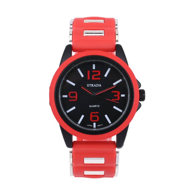 Strada Japanese Movement Railway Track Pattern Watch with Red Color ...
