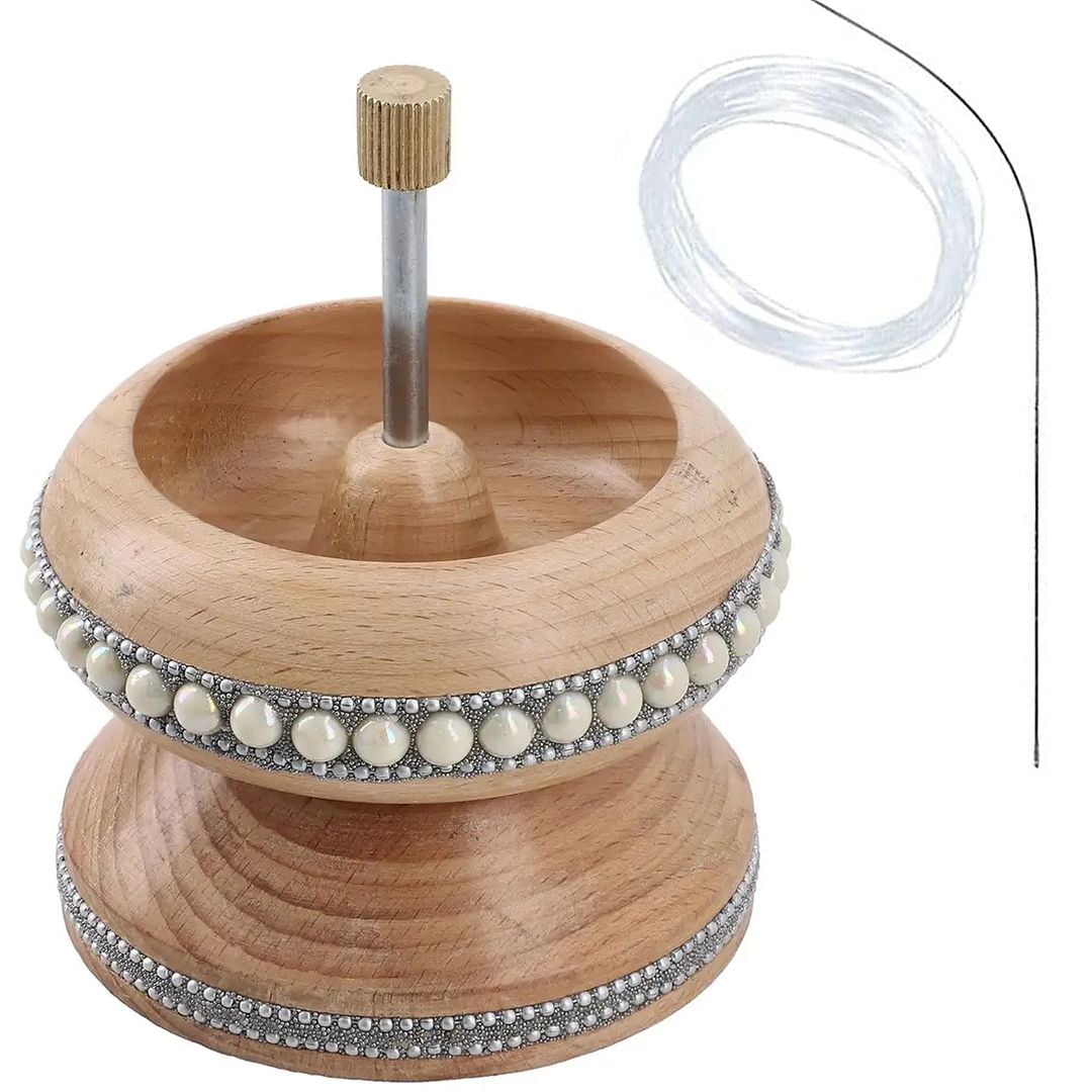 Shop LC Pine Wood White Bead Spinner Decorated with Big Eye Stainless ...
