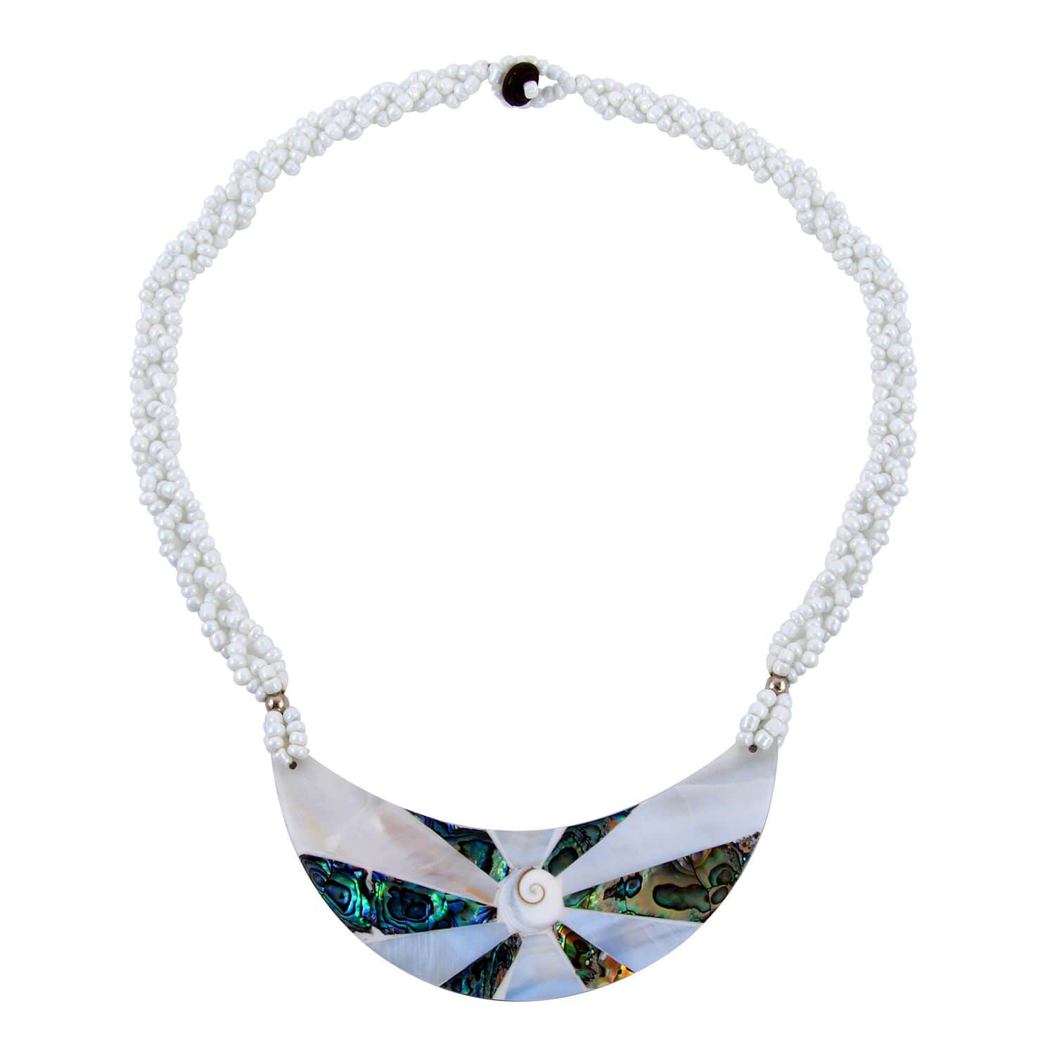 Shop LC White Mix Seed Bead Moon Shell Multi Strand Necklace for Women ...