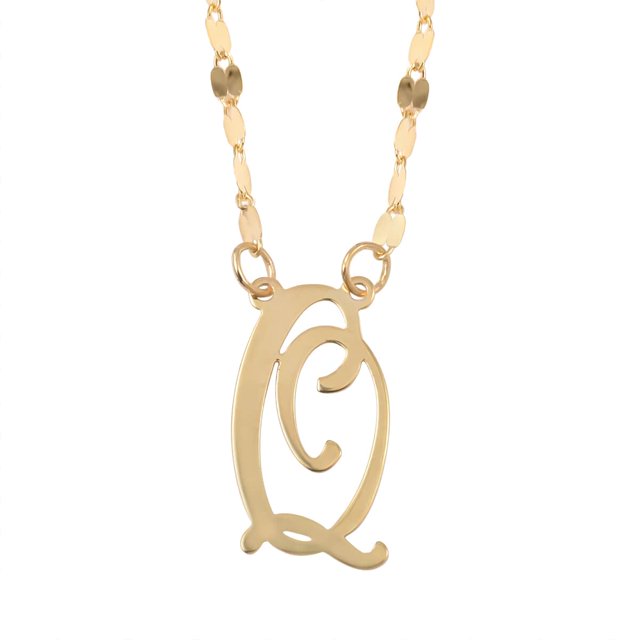 Shop LC Women 10K Yellow Chunky Solid Real Gold Jewelry 1mm Initial Q ...