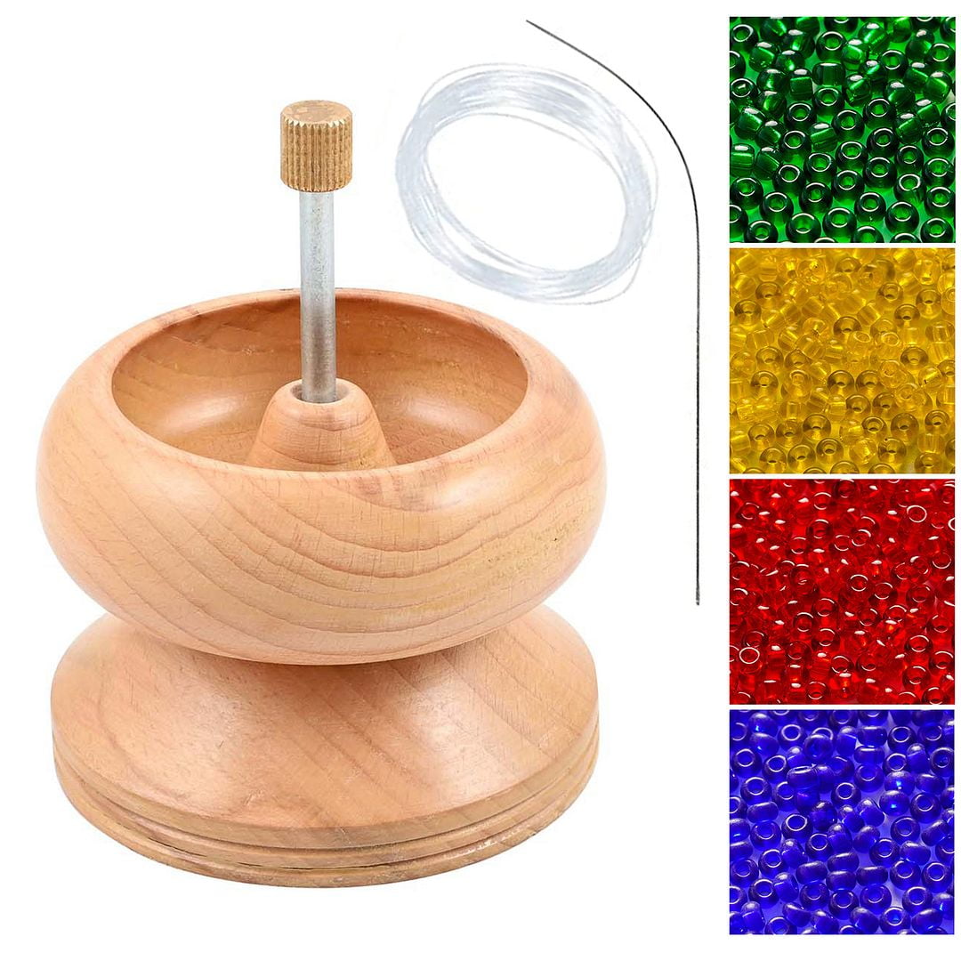Seed Bead Spinner Bowl - Wooden Bead Spinner for Jewelry Making with ...