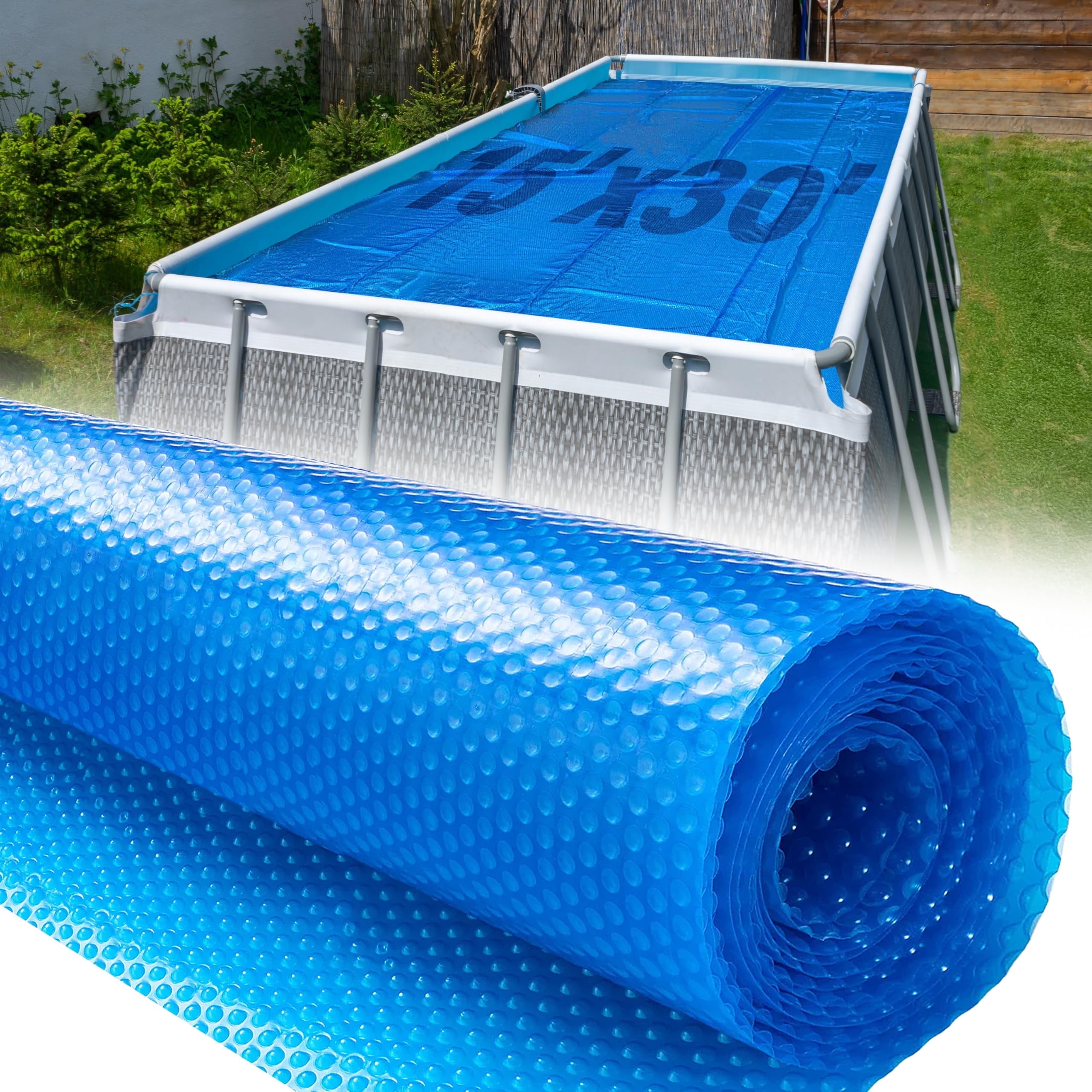 Shop Square, Solar Pool Cover, 15'x30', Rectangle Blue - Walmart.com