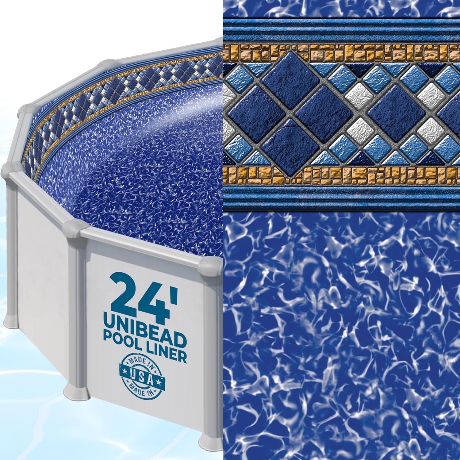 Shop Square 24' Round Above Ground Pool Liners, 52" Wall, Unibead Style ...