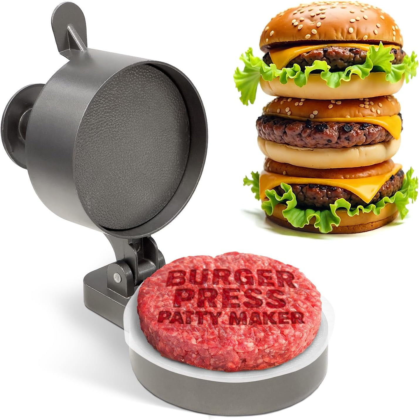 Burger Press Patty Maker – Adjustable Thickness (1/4 lb to 3/4 lb) with ...
