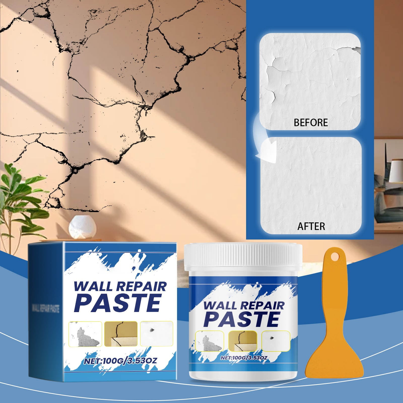 Shop Summer, Wall Hole Repair Paste, Cracked Wall Patch, Self-Leveling ...