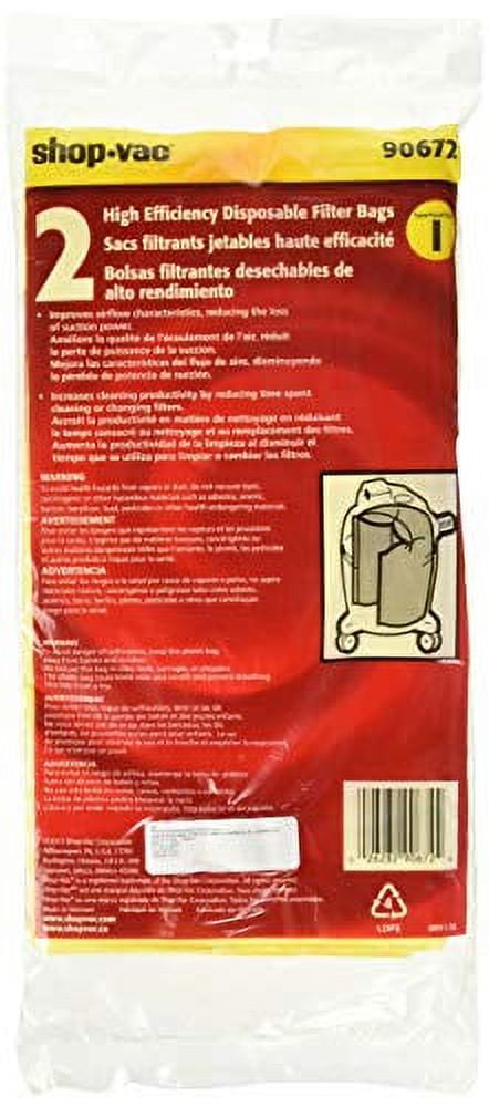 Shop-Vac 10-14 Gal Vacuum Filter Bags, High-Efficiency Dry Dust ...