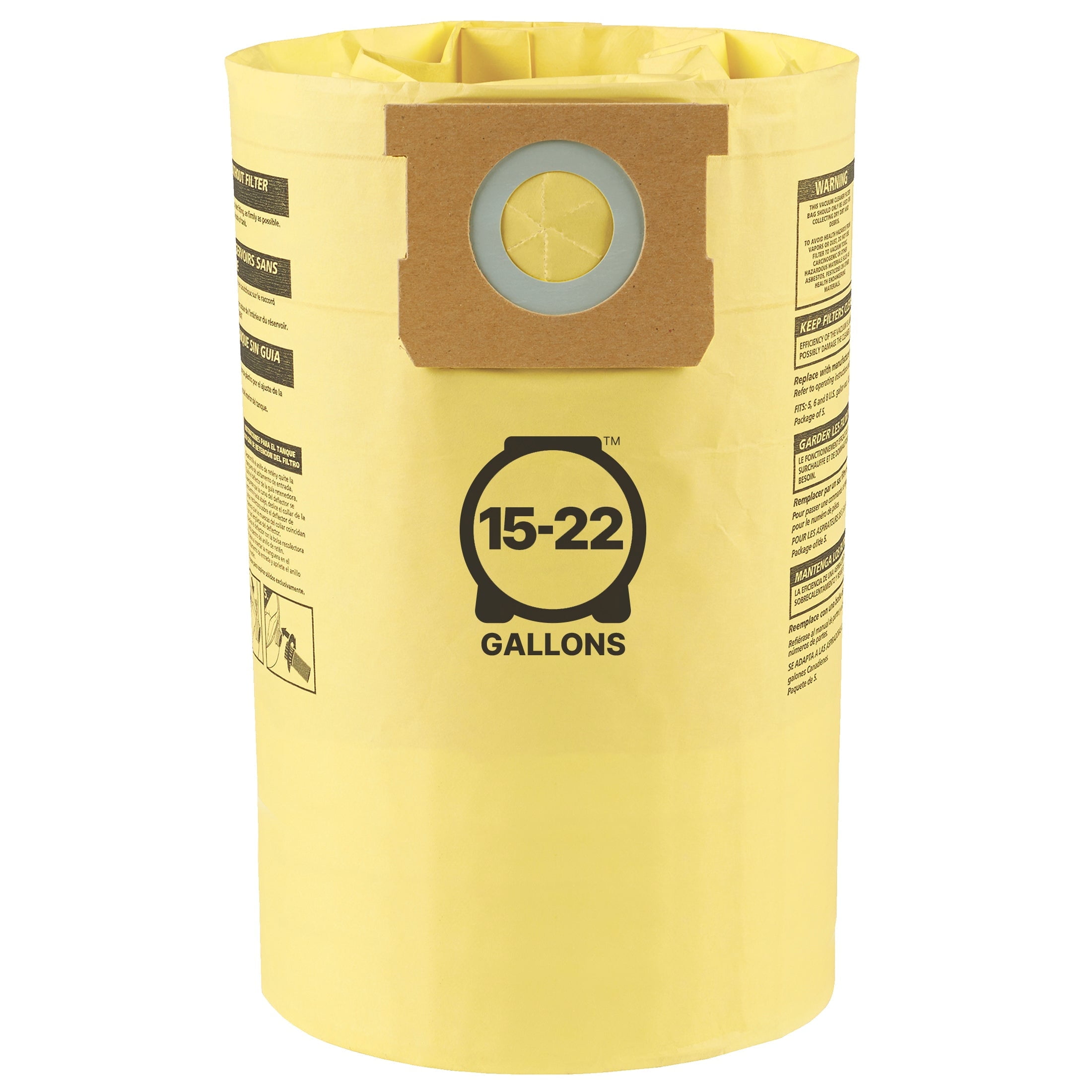 Shop-Vac 15-22 Gallon High Efficiency Disposable Filter Bags, 5 Pack ...
