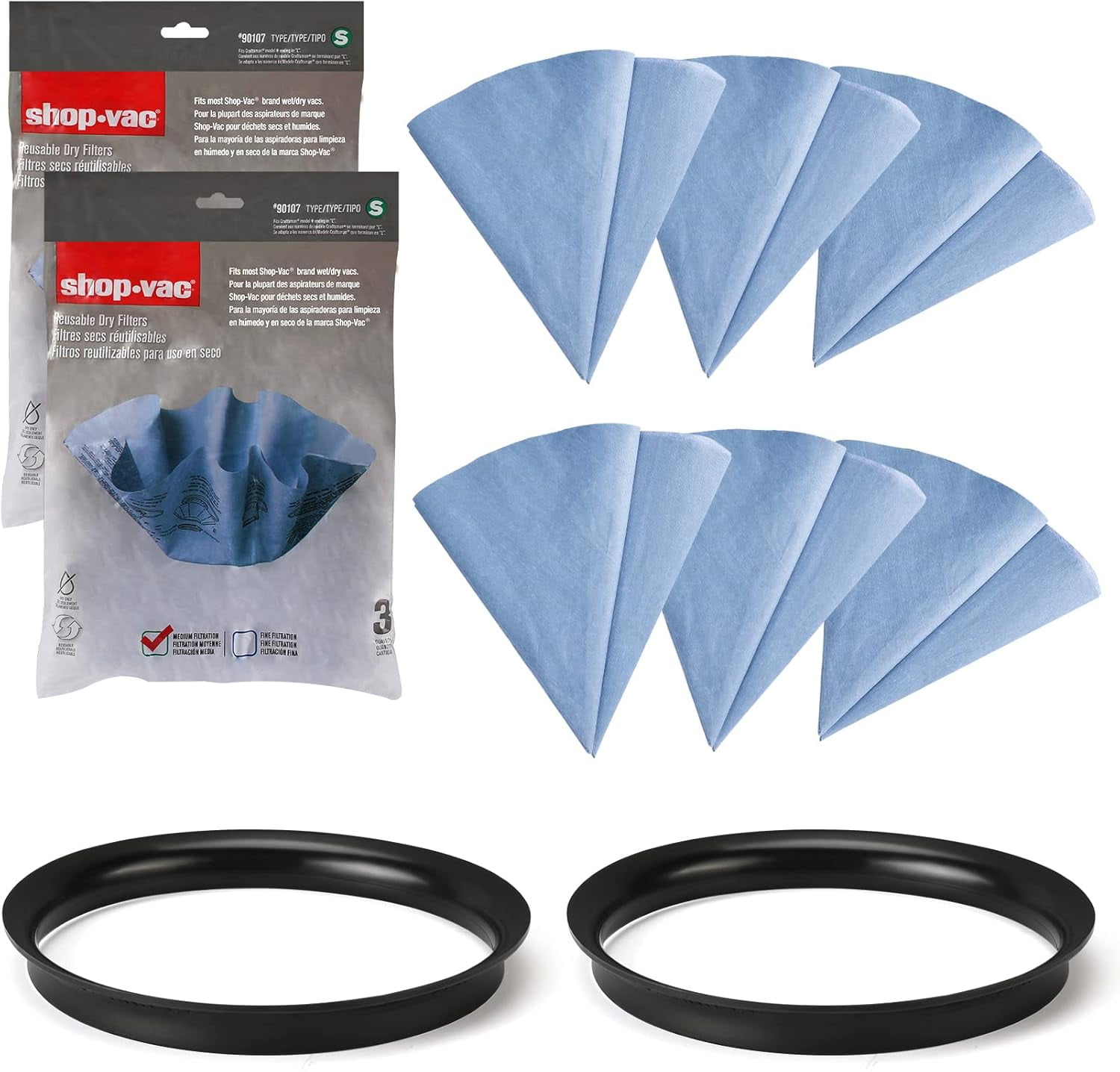 Shop-Vac 90107 Paper Disc Filter Reusable for Most Shop-Vac Wet/Dry ...