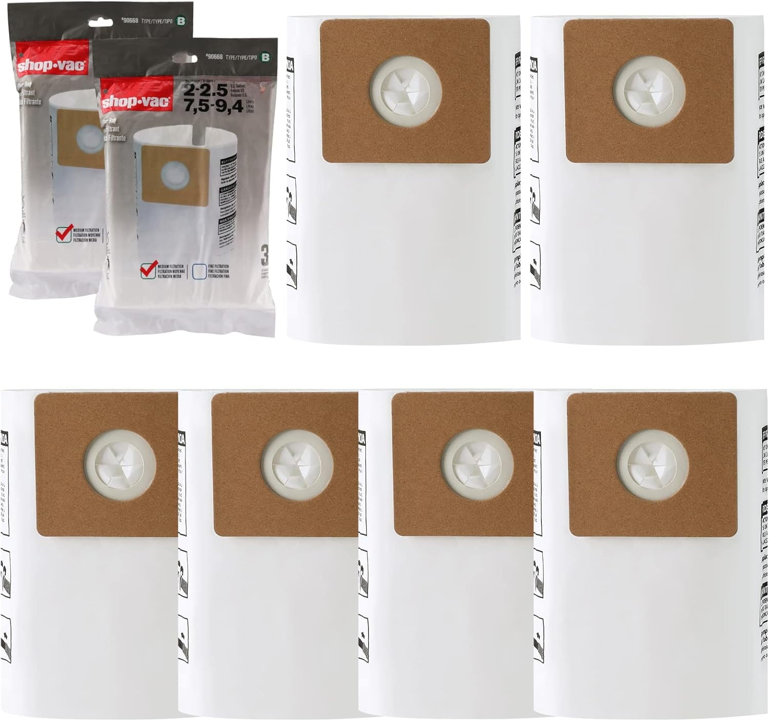 Shop-Vac 90668 2-2.5 Gallon Disposible Filter Bags,6 Pack - Walmart.com