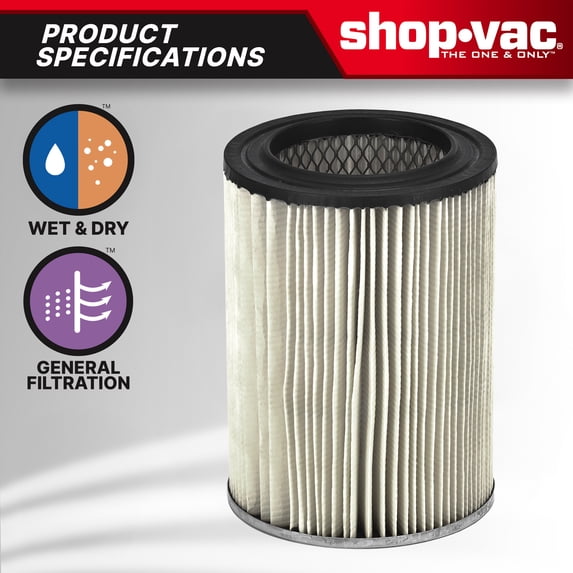 Shop-Vac Cartridge Filter, Fits Craftsman and Ridgid Wet or Dry Vacuums ...