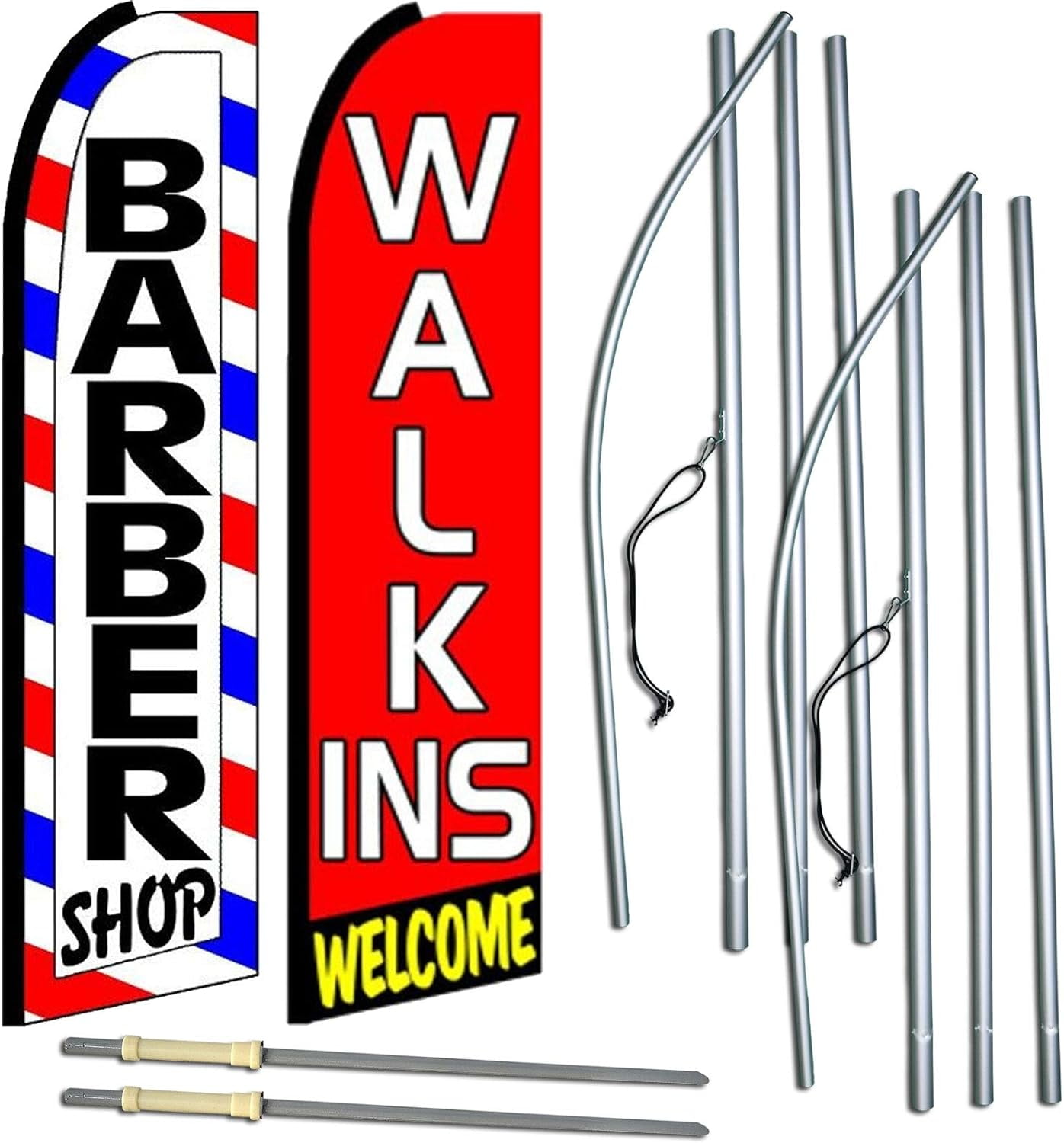 Shop/Walk Ins Welcome" - 2 Pack of Extra Wide Swooper Flag Sets ...