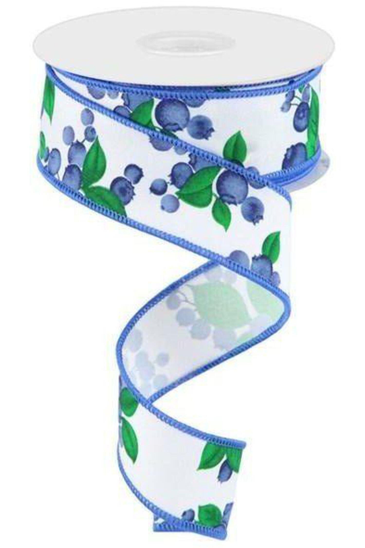 Craig Bachman 1.5 Inch Blueberry Ribbon in White, 10 Yards - Walmart.com