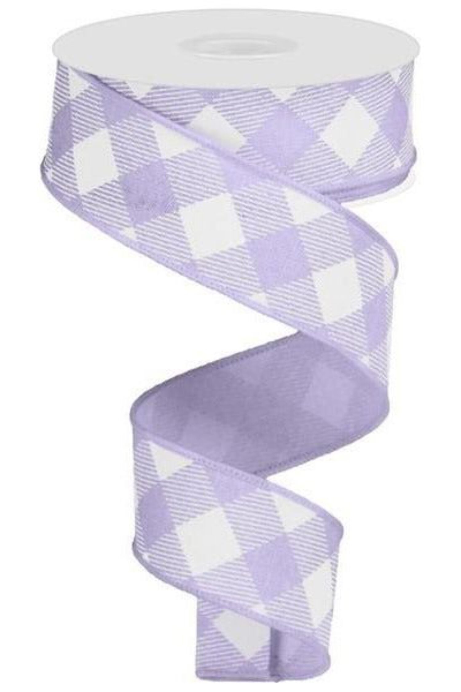 Shop our 1.5" Diagonal Check On Royal Ribbon: Lavender & White (10 ...