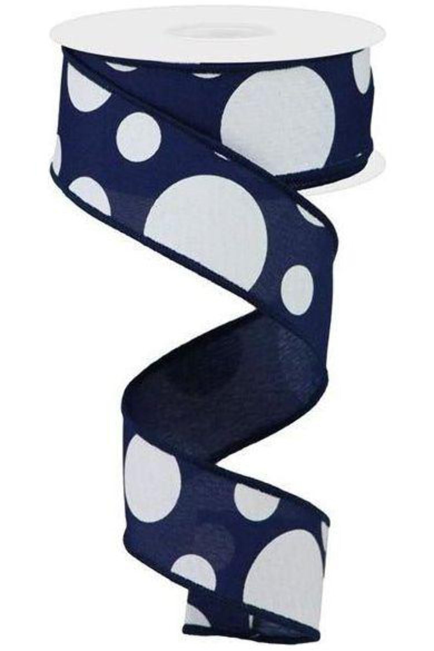Shop our 1.5" Giant Three Size Polka Dot Ribbon: Navy Blue (10 Yards ...