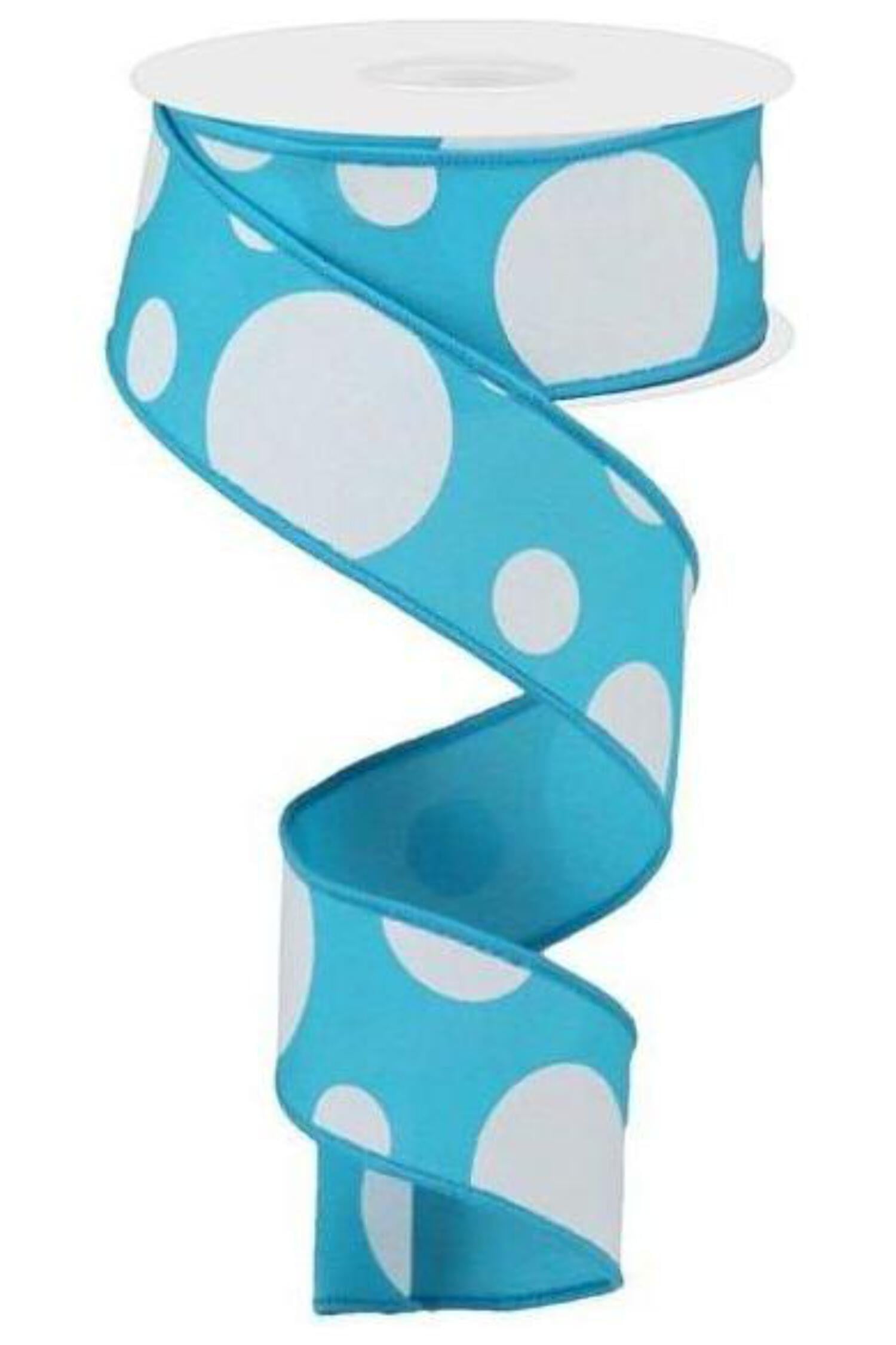 Shop our 1.5" Giant Three Size Polka Dot Ribbon: Turquoise & White (10 ...