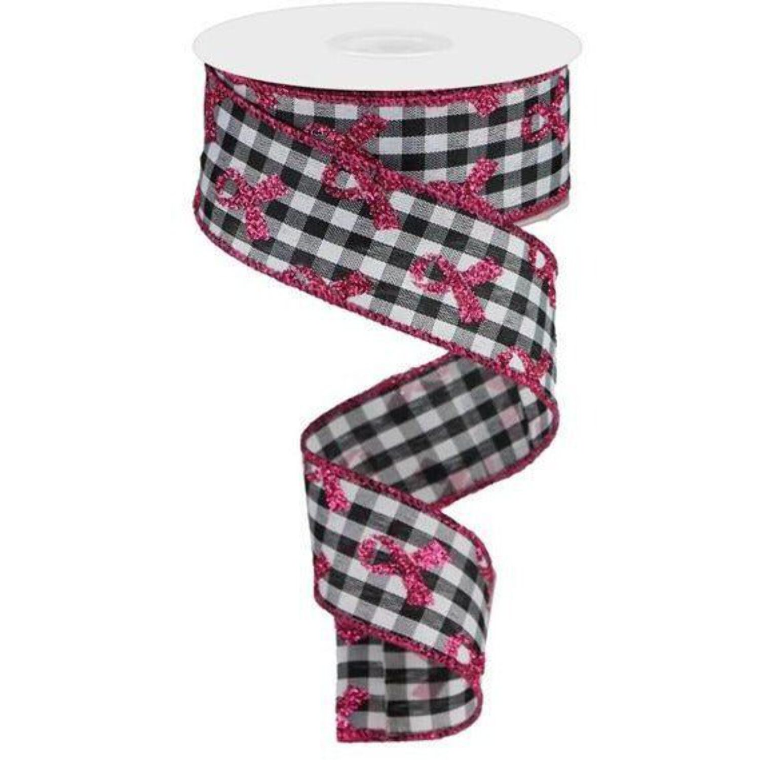 Shop our 1.5" Gingham Cancer Ribbon: Black (10 Yards) - Walmart.com