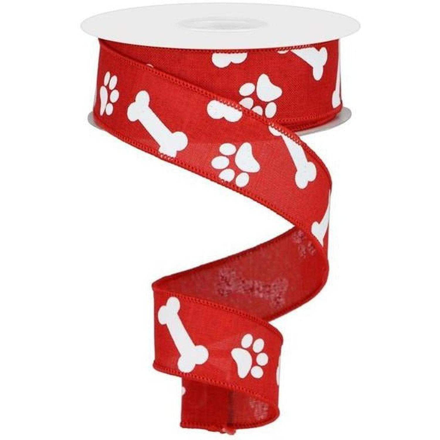 1.5" Paw Print Royal Ribbon: Red White (10 Yards) - Walmart Business ...