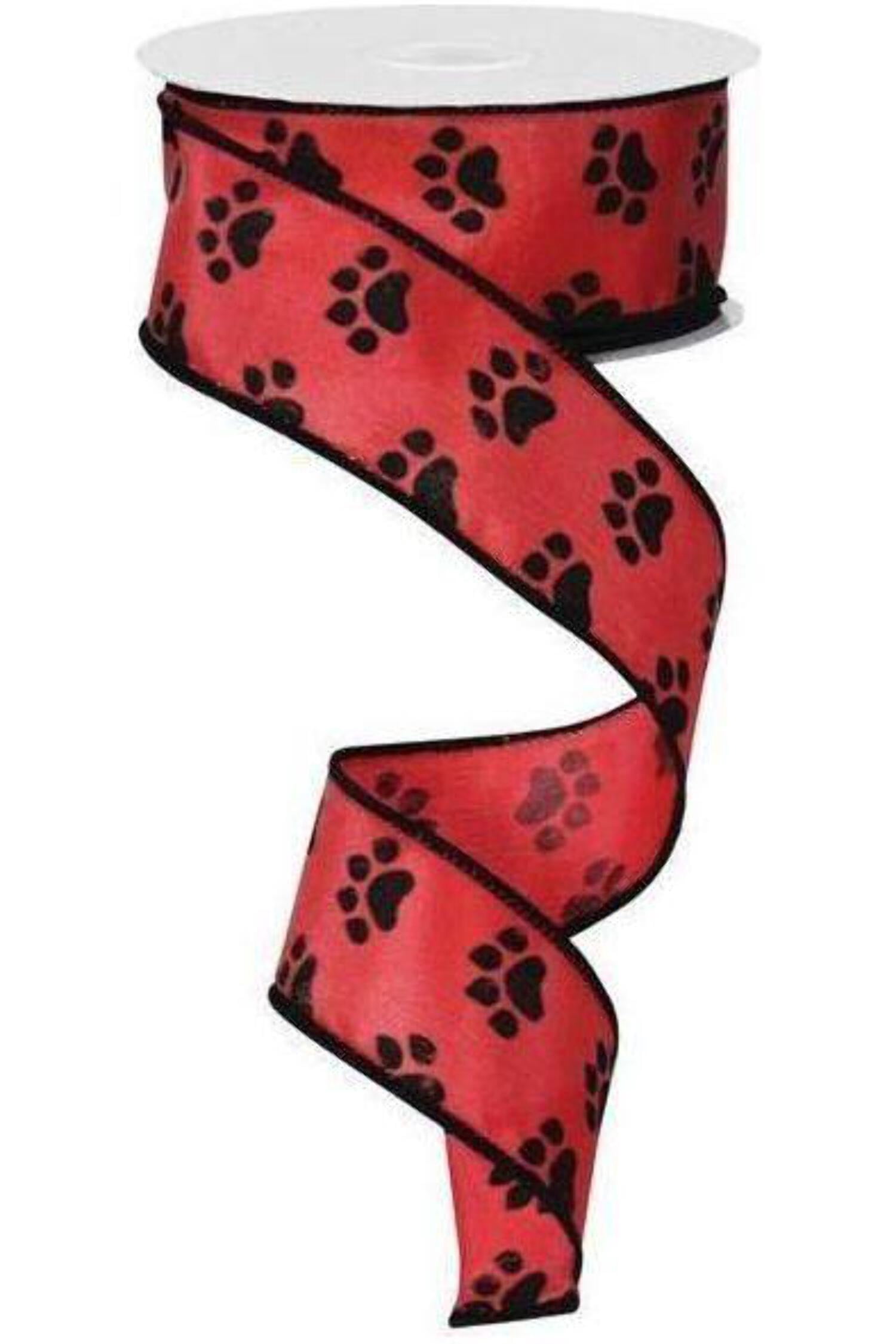 Shop our 1.5" Satin Paw Print Ribbon: Red & Black (10 Yards) - Walmart.com
