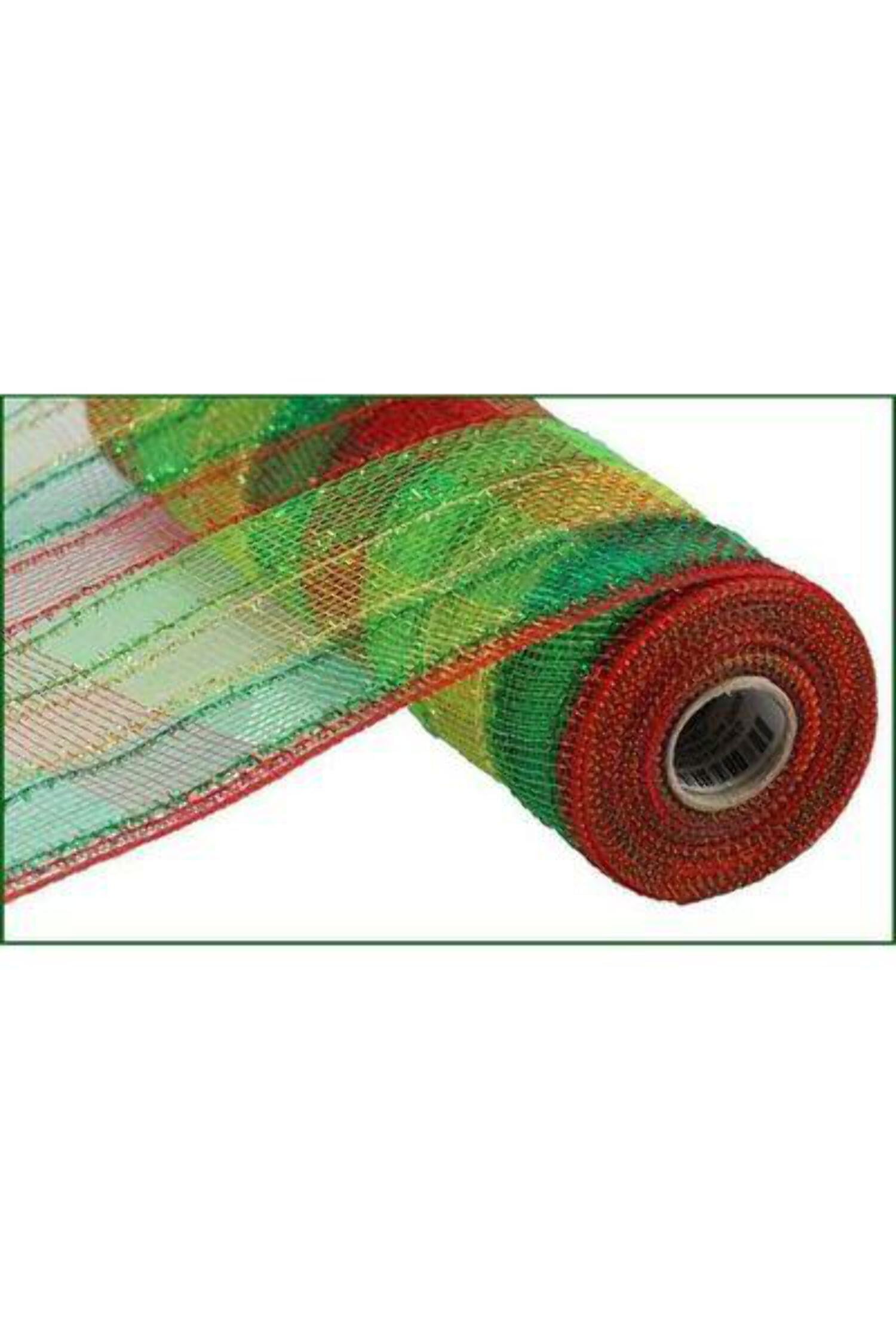 10.25" Poly Deco Tinsel Mesh Ribbon: Red/Lime/Gold (10 Yards) - Walmart.com