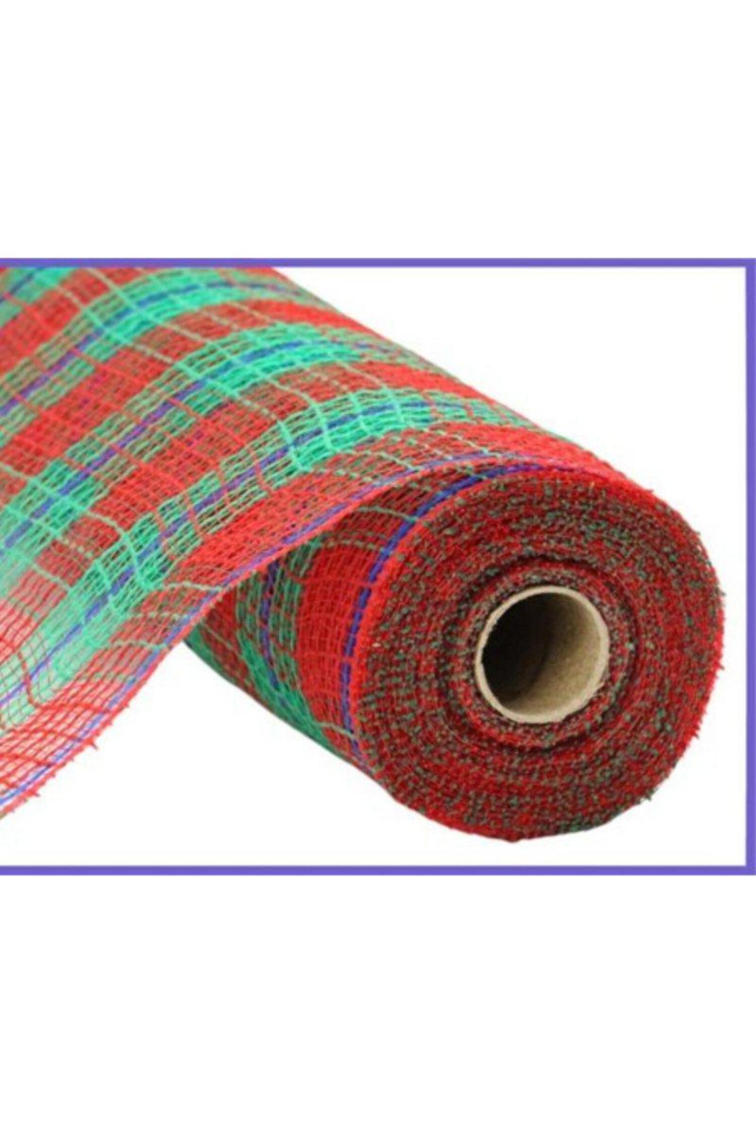 Shop our 10.5" Faux Jute Check Foil Mesh Ribbon: Red/Green (10 Yards ...