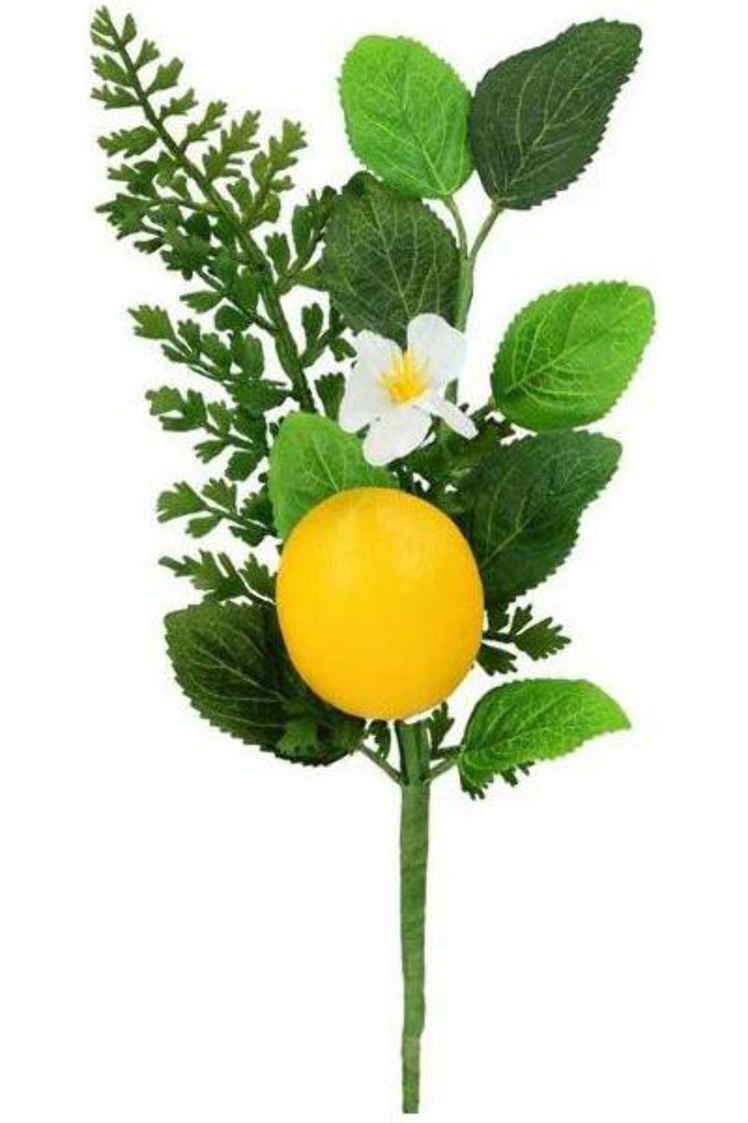 Shop our 10" Mixed Greenery Lemon Floral Stem Pick - Walmart.com