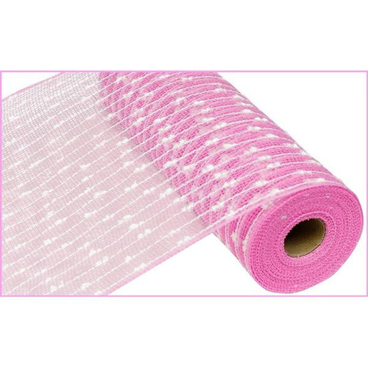 10" Snowball Deco Mesh Ribbon: Pink White (10 Yards) - Walmart.com