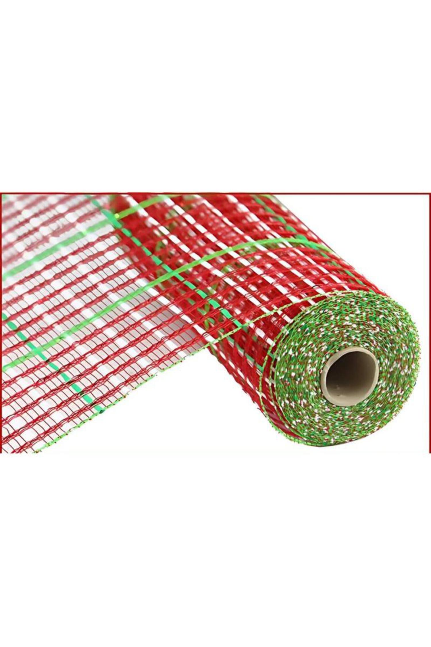 Shop our 10" Window Pane Poly Deco Mesh Ribbon: Metallic Christmas ...