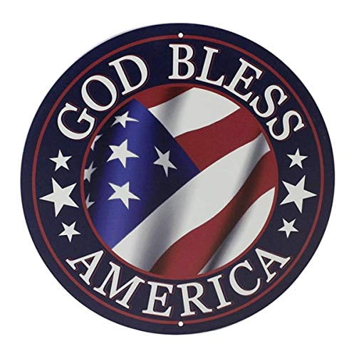 God Bless America Wreath Sign, Red White Blue Metal Centerpiece for ...
