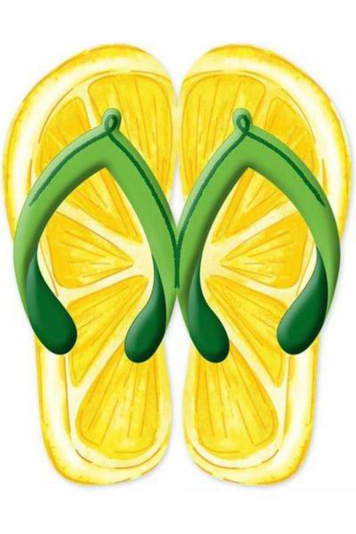 Shop our 13" Metal Embossed Flip Flops: Lemon - Walmart.com