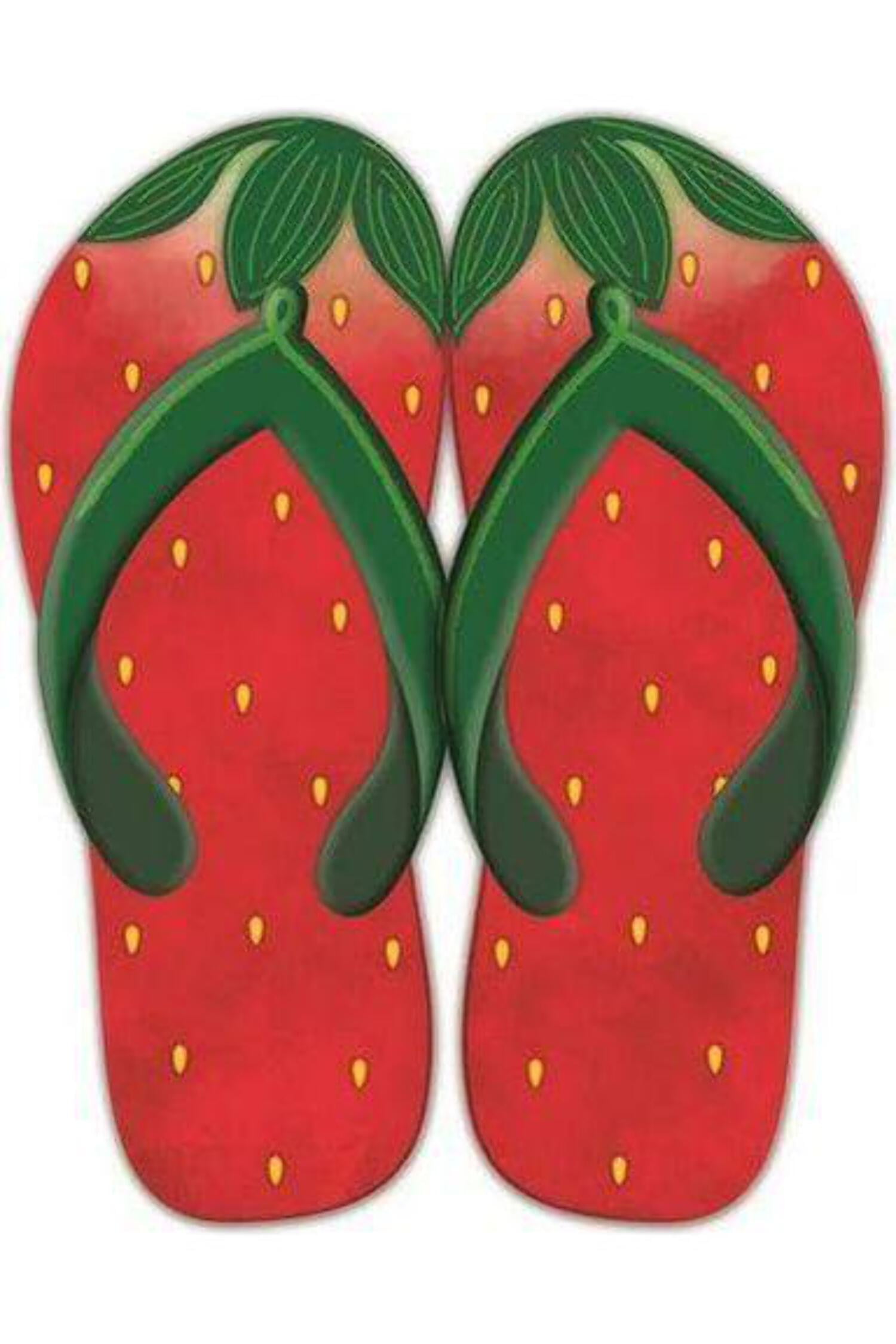 13" Metal Embossed Flip Flops: Strawberry - Walmart.com
