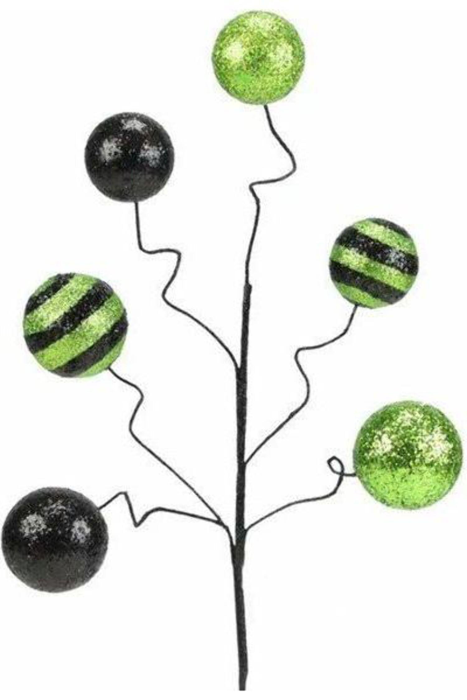 Shop our 19" Stripe Solid Glitter Ball Spray: Black/Lime Green ...