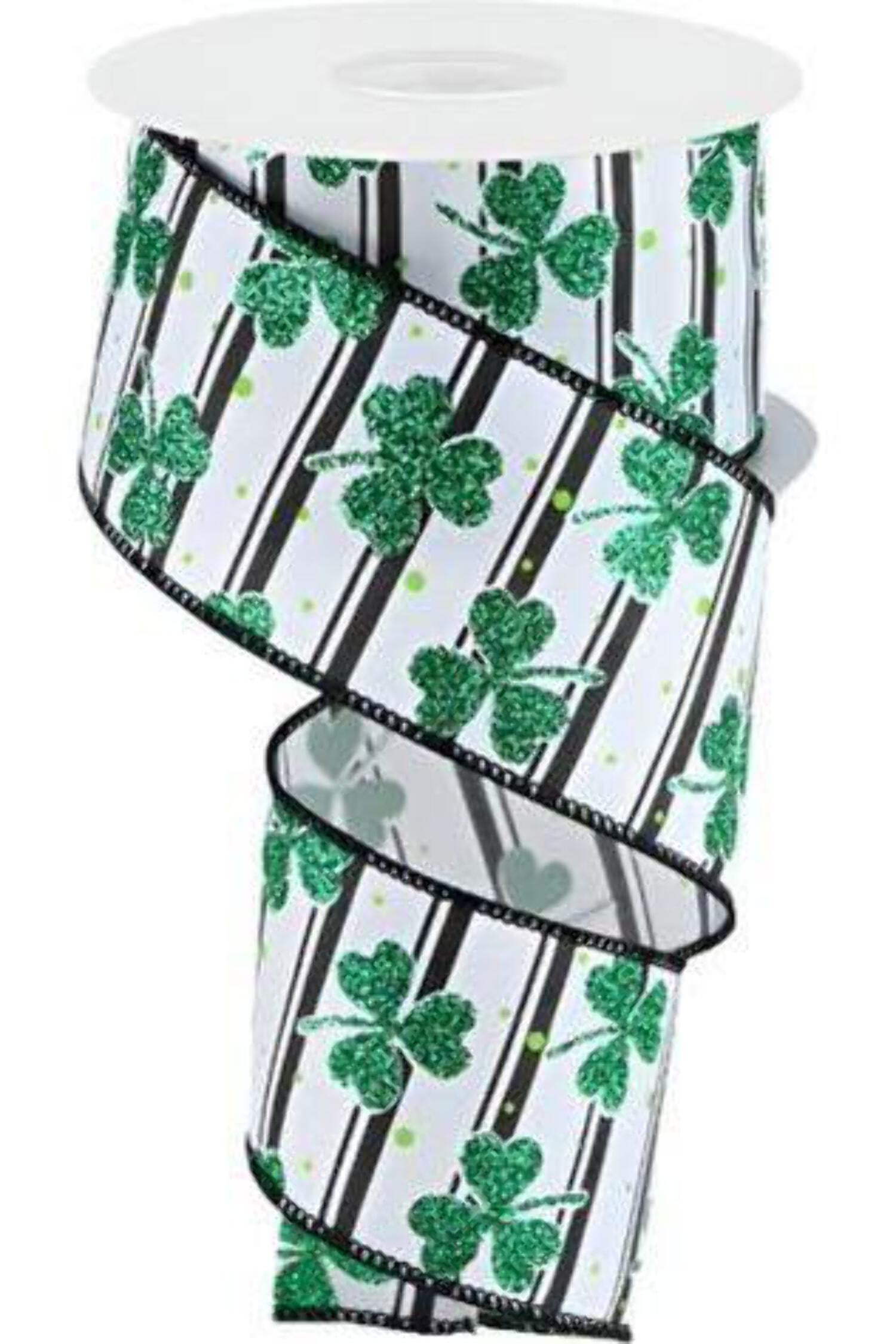 Shop our 2.5" Glitter Shamrock Ribbon: Dots/Stripes (10 Yards ...