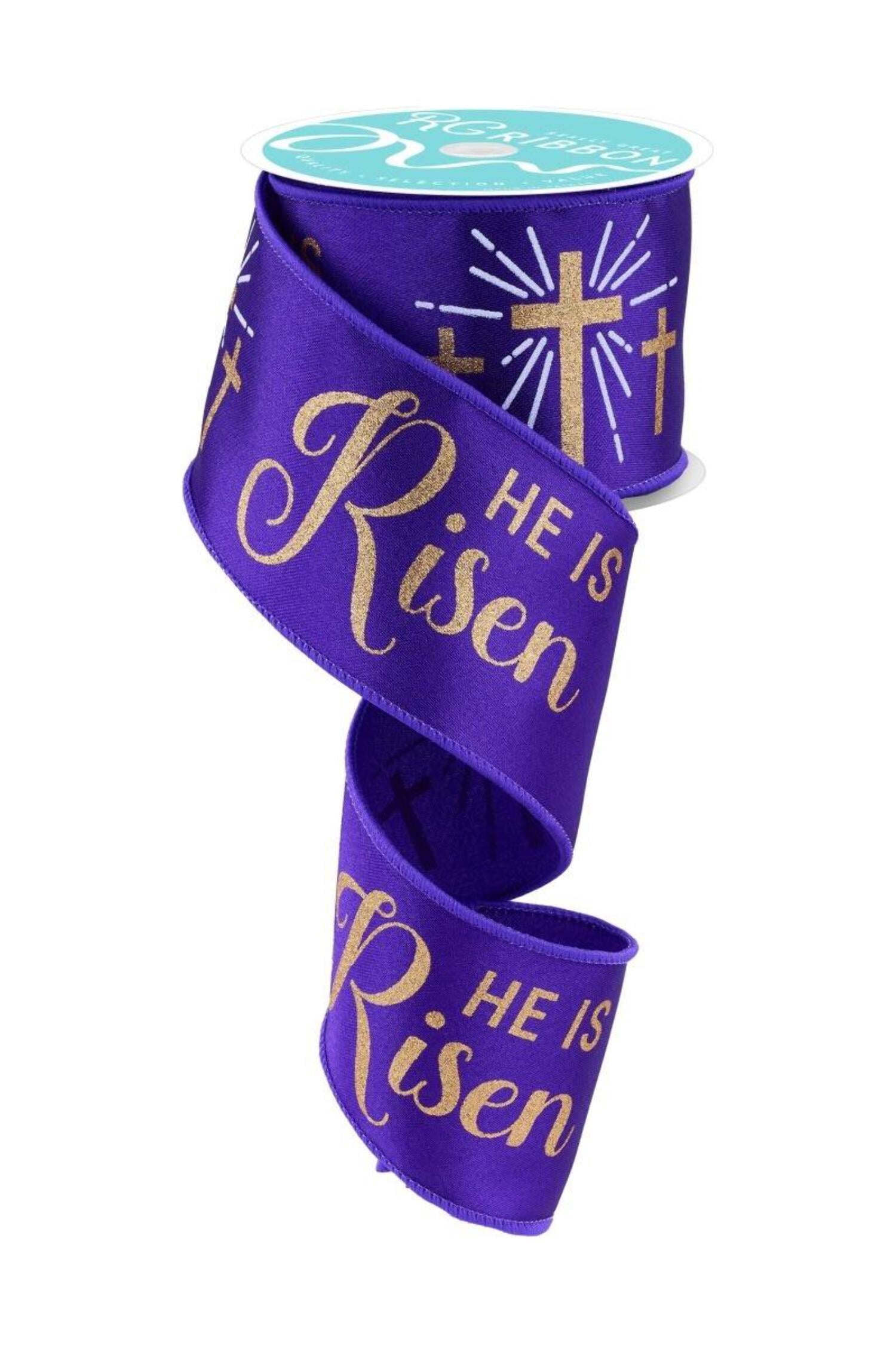 Craig Bachman 2.5in He Is Risen Purple/Gold Ribbon, 10 Yards - Walmart.com