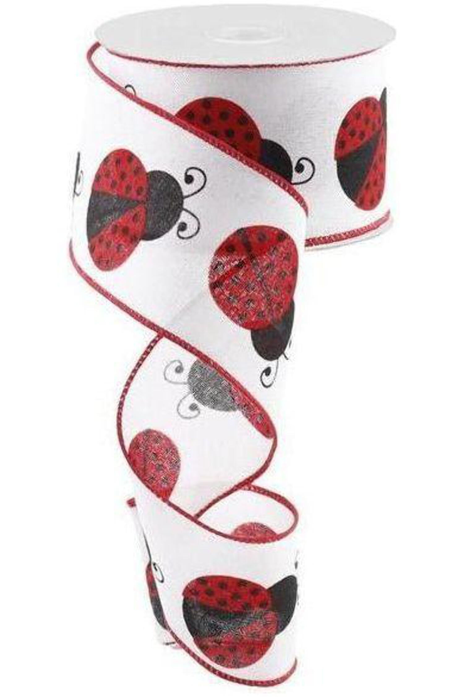 2.5" Ladybug Ribbon: White, Red, Black (10 Yards) - Walmart.com
