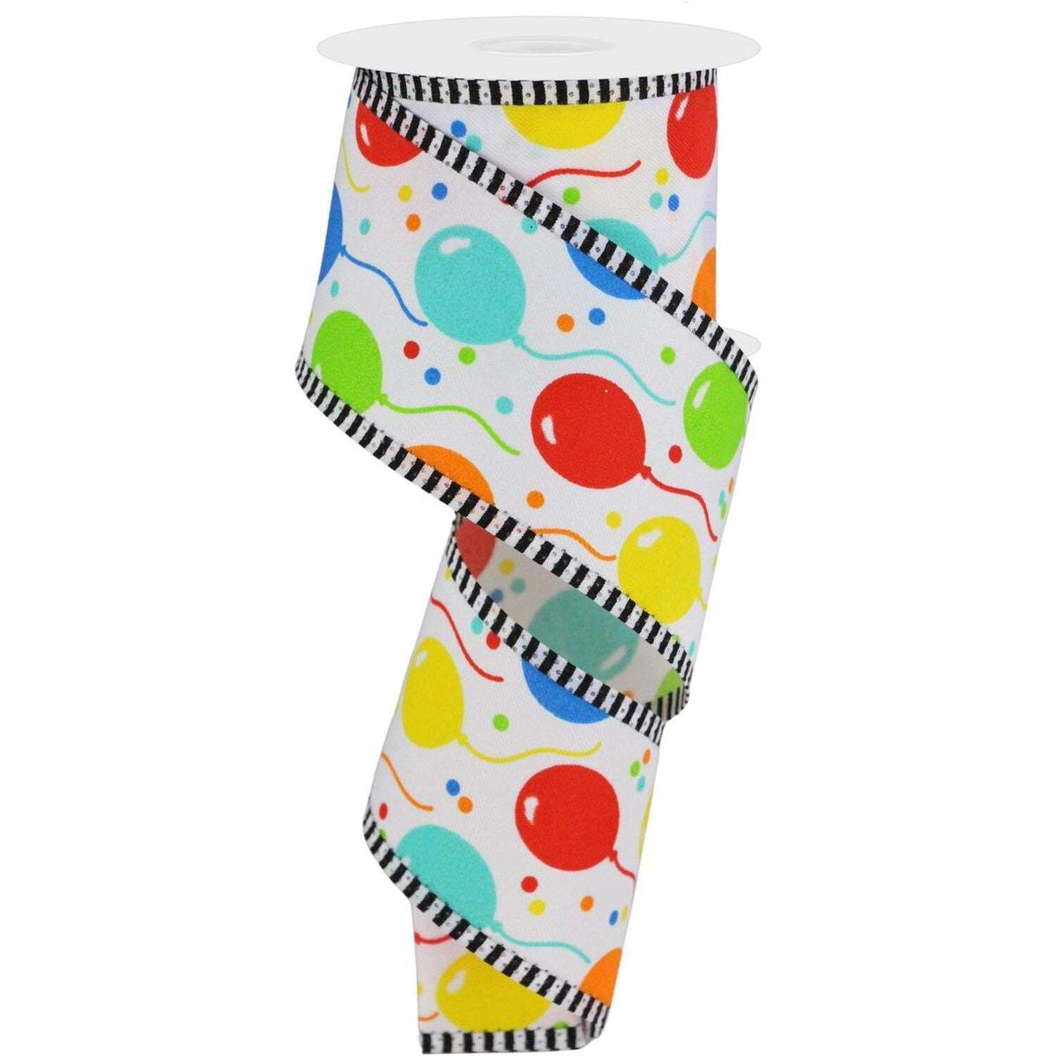 2.5" Party Balloons Stripe Edge Ribbon: Primary Colors - Walmart.com