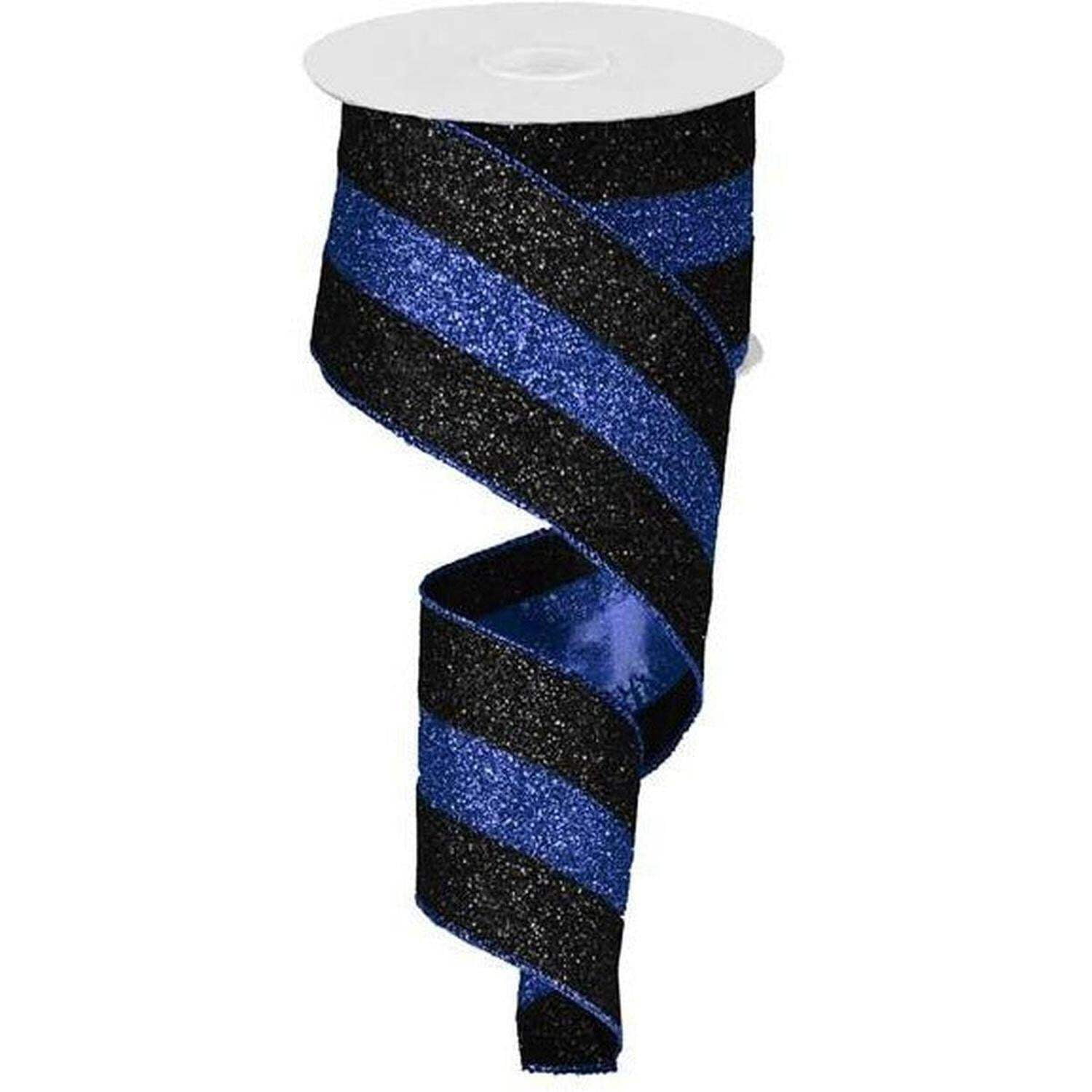 2.5" Police Support Ribbon: Glitter Black Blue (10 Yards) - Walmart.com