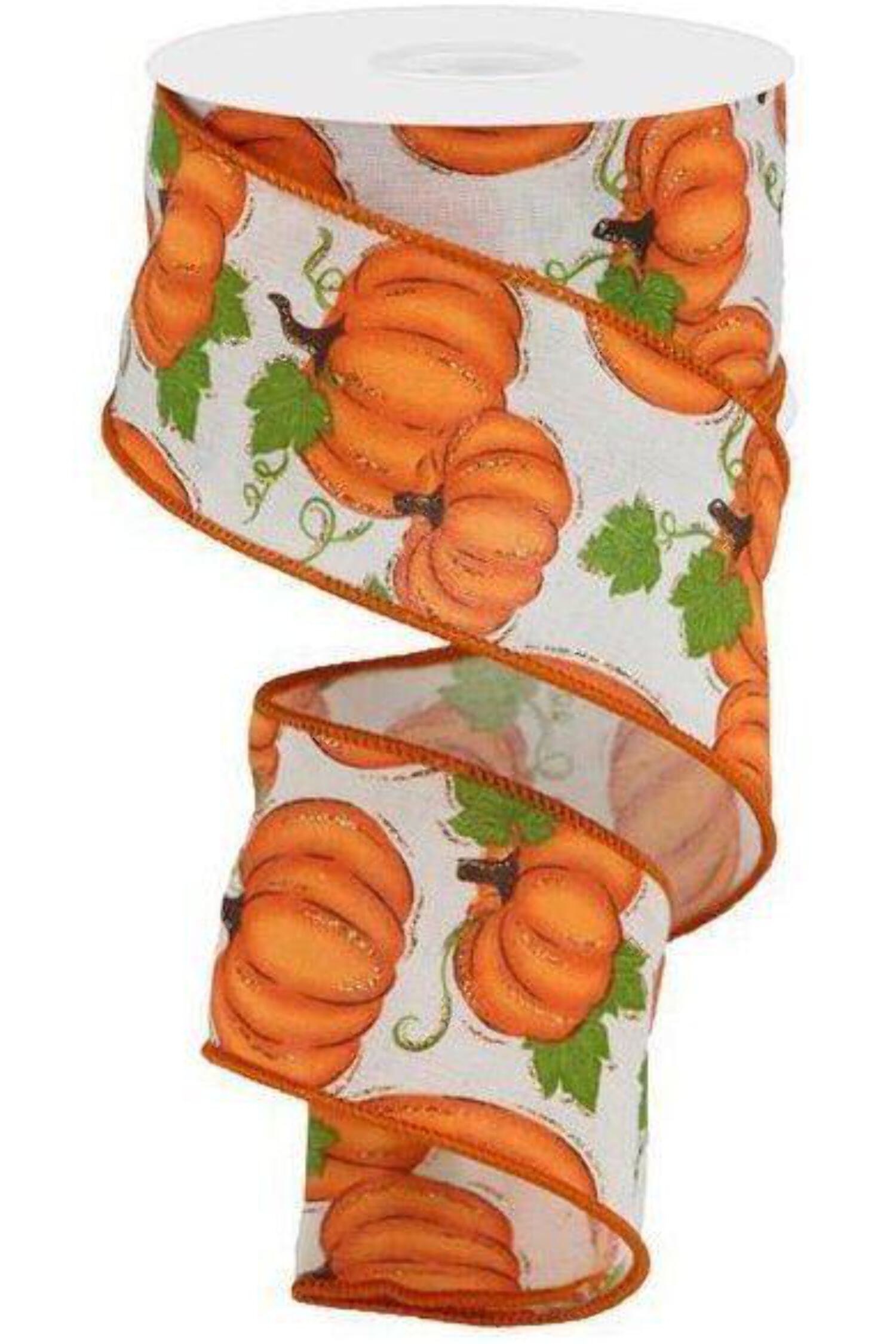 2.5" Pumpkin Patch Ribbon: Off White (10 Yards) - Walmart.com