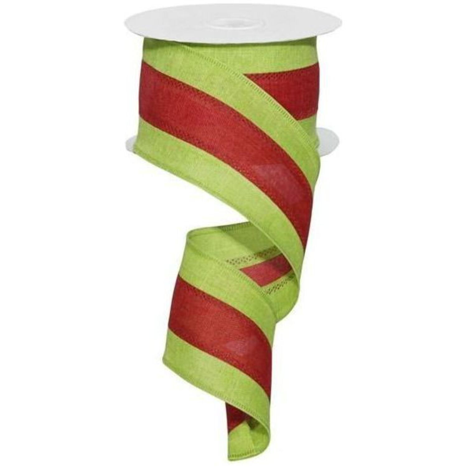 2.5" Tricolor Striped Ribbon: Lime Green/Red (10 Yards) - Walmart.com